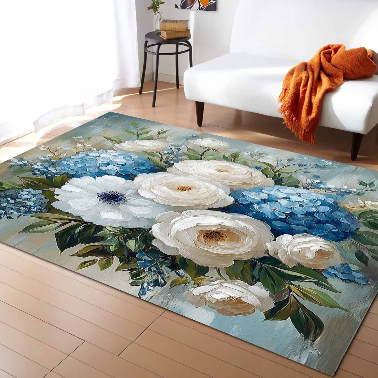 Area Rugs Indoor Non-Slip Rectangle Rug 2x3 Ft Country Flower Plant ...