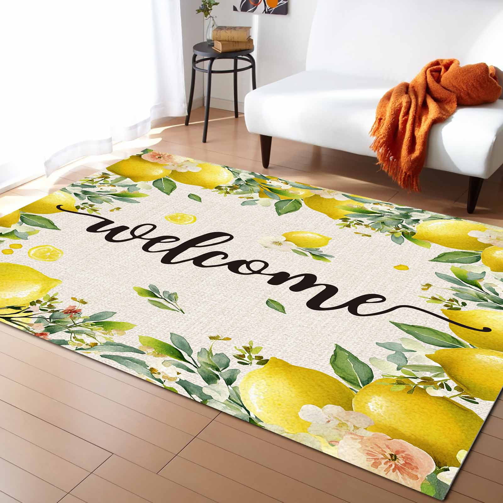 Area Rugs Indoor Non-Slip Rectangle Rug 2x3 Ft Country Welcome Yellow ...