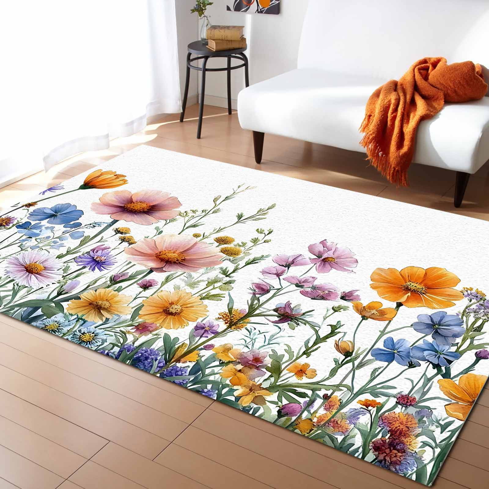 Area Rugs Indoor Non-Slip Rectangle Rug 2x3 Ft Country Wildflower ...