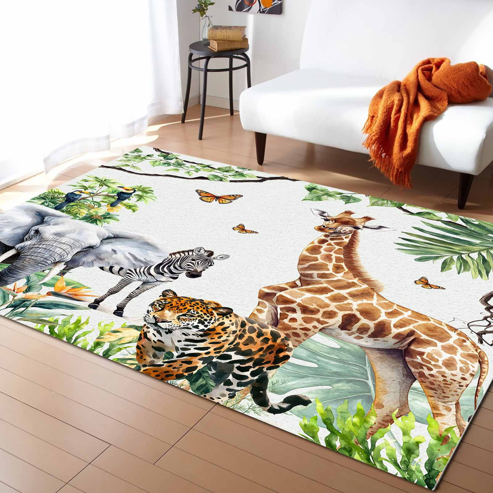Area Rugs Indoor Non-Slip Rectangle Rug 2x3 Ft Jungle Animals Giraffe ...