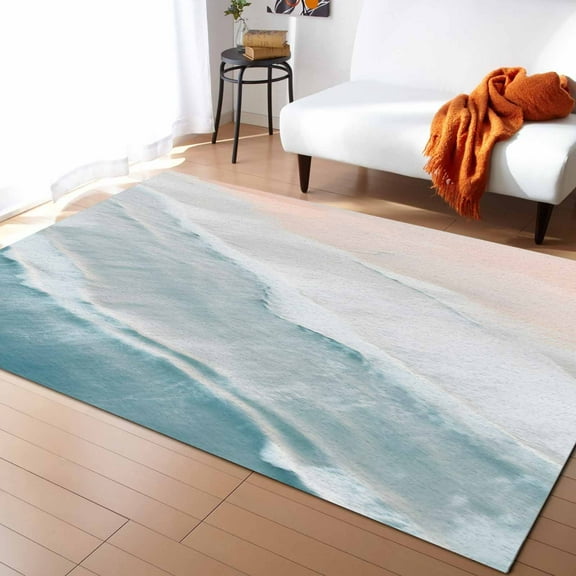 Area Rug for Living Room, Ombre Brown Blue Non-Slip Indoor Large Carpet ...