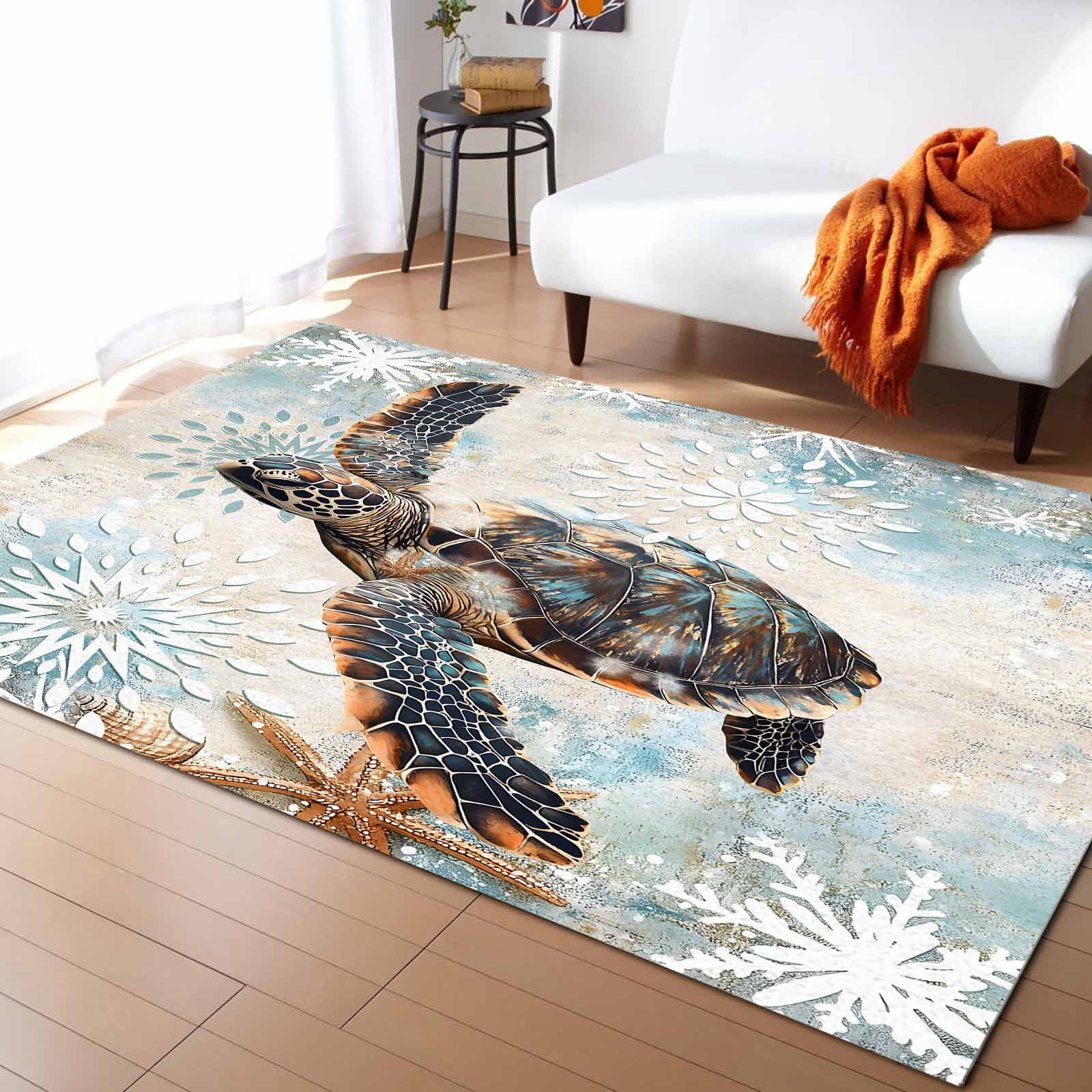 Area Rugs Indoor Non-Slip Rectangle Rug 2x3 Ft Retro Sea Turtle Rug ...