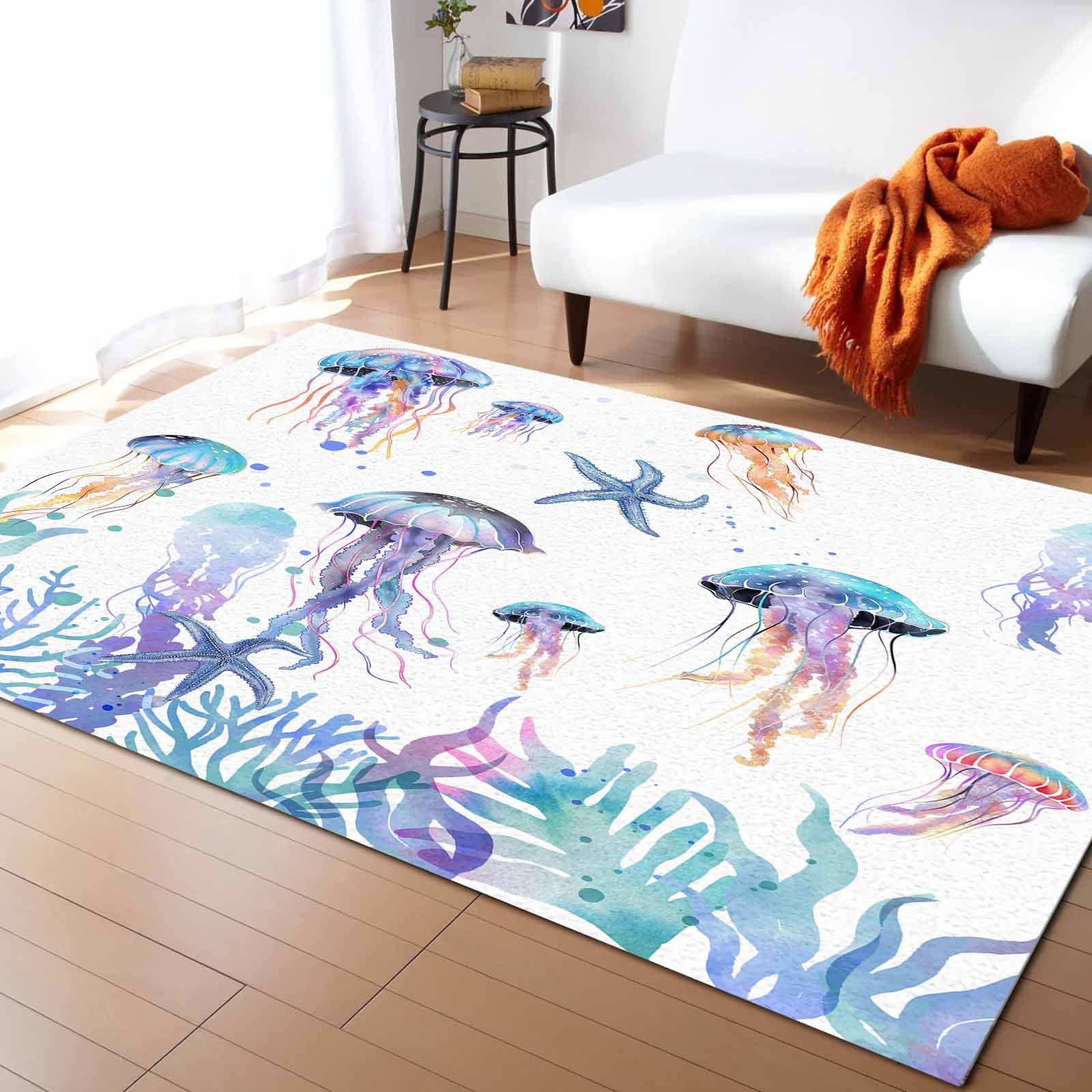 Area Rugs Indoor Non-Slip Rectangle Rug 2x3 Ft Summer Ocean Jellyfish ...