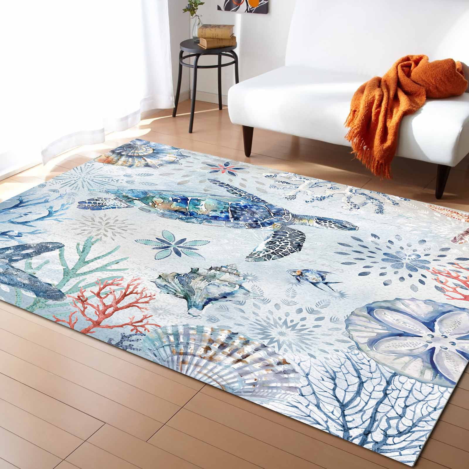 Area Rugs Indoor Non-Slip Rectangle Rug 2x3 Ft Summer Ocean Turtle ...