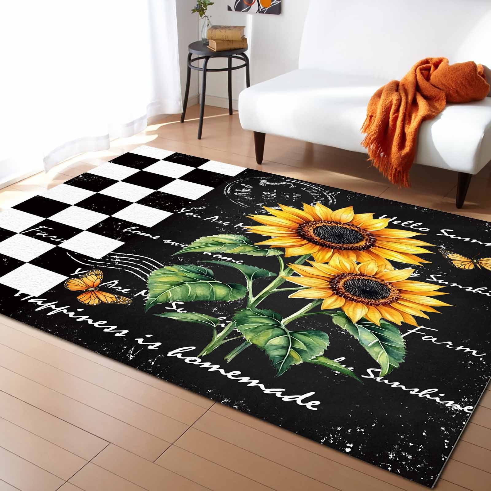 Area Rugs Indoor Non-Slip Rectangle Rug 2x3 Ft Summer Sunflower ...