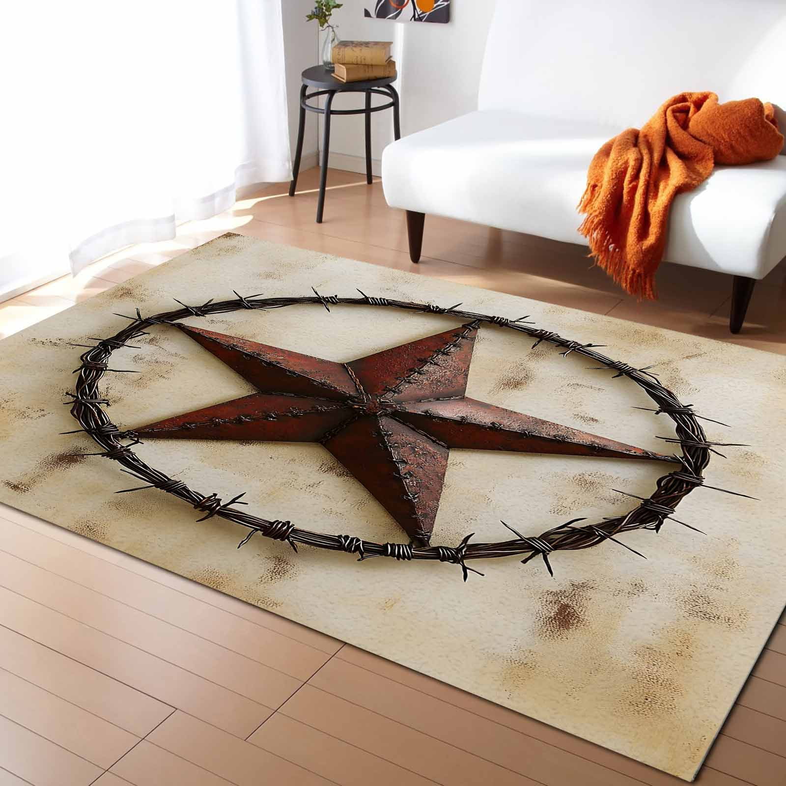 Area Rugs Indoor Non-Slip Rectangle Rug 2x3 Ft Vintage Style Pentagram ...