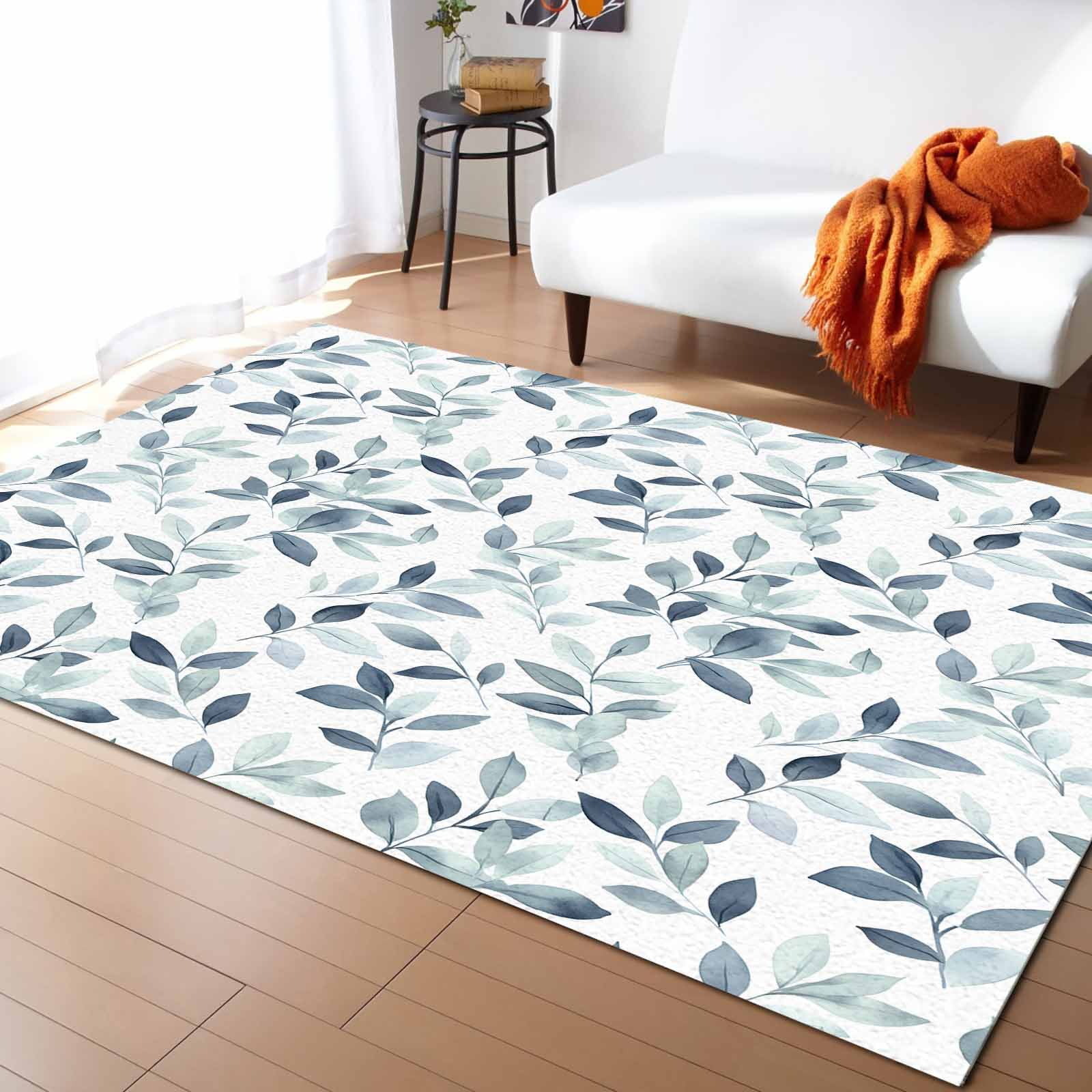Area Rugs Indoor Non-Slip Rectangle Rug 2x3 Ft Watercolor Style Leaf ...