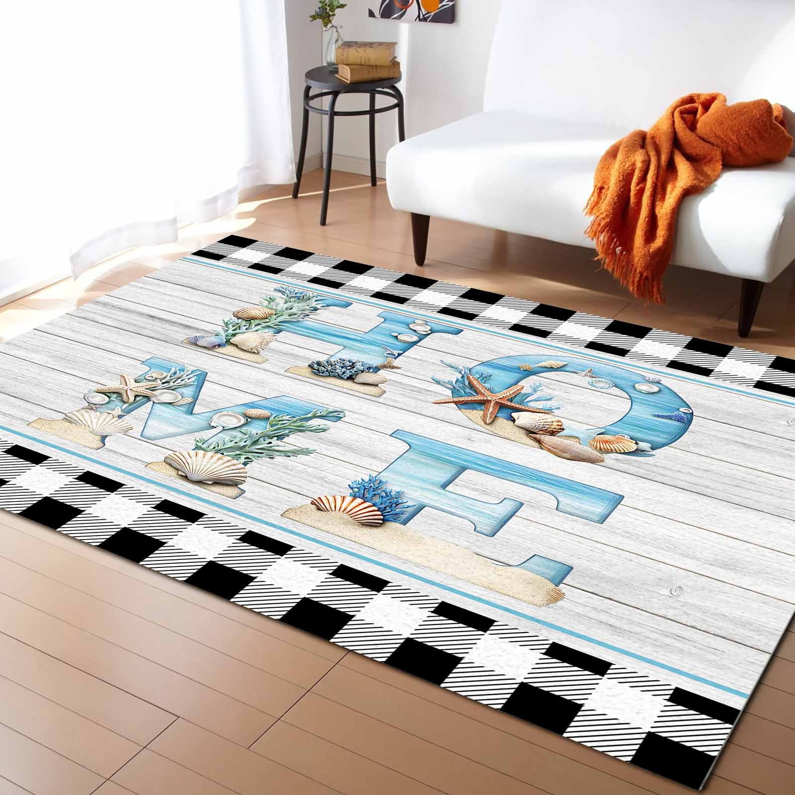 Area Rugs Indoor Non-Slip Rectangle Rug 4x6 Ft Beach Theme Home Retro ...