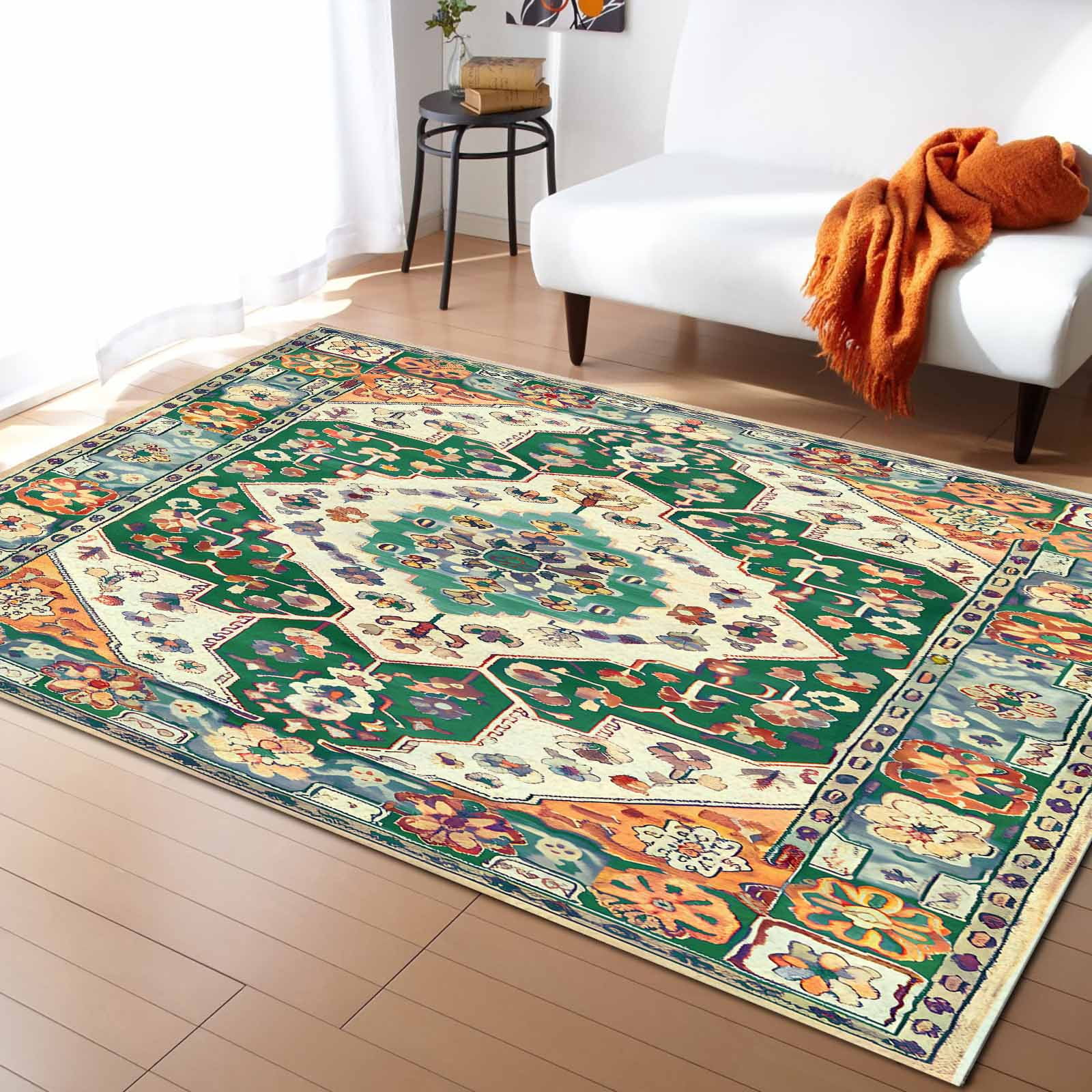 Area Rugs Indoor Non-Slip Rectangle Rug 4x6 Ft Bohemia Turkish Pattern ...
