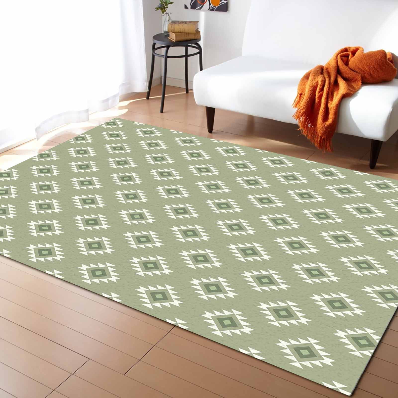 Area Rugs Indoor Non-Slip Rectangle Rug 4x6 Ft Classic Green Pattern ...