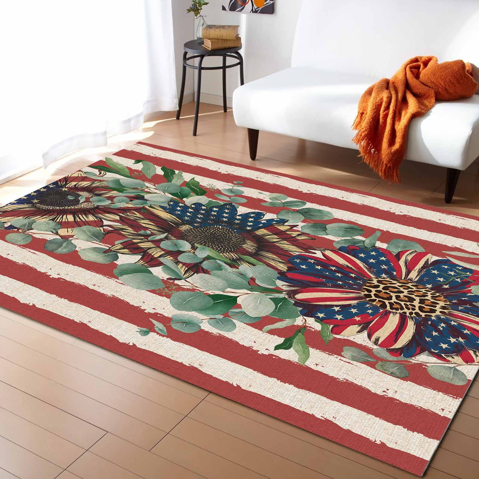 Area Rugs Indoor Non-Slip Rectangle Rug 4x6 Ft Independence Day USA ...