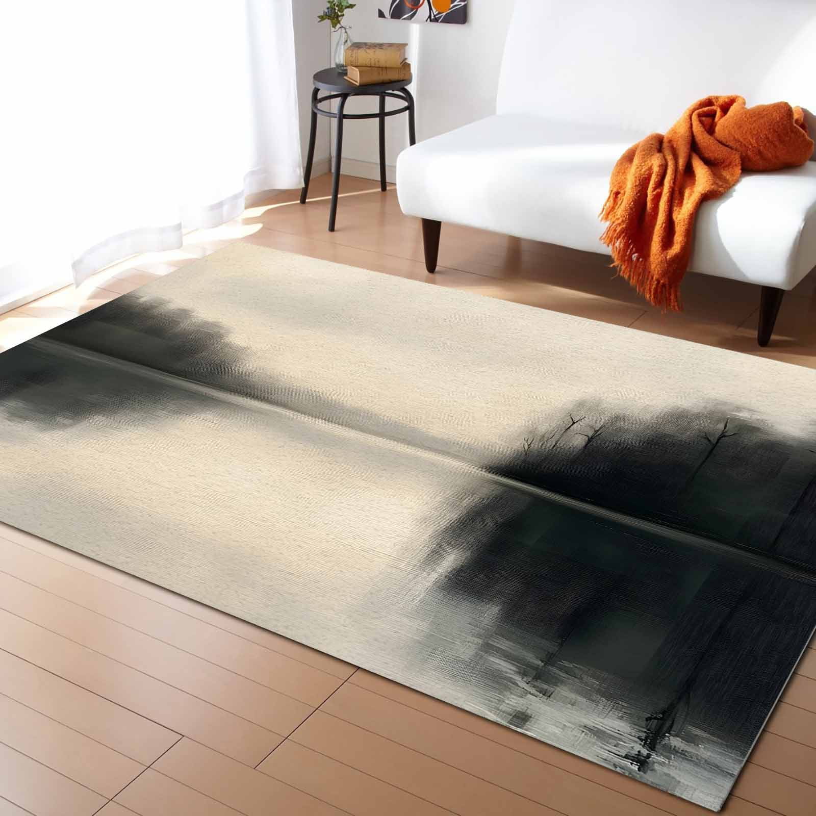 Area Rugs Indoor Non-Slip Rectangle Rug 4x6 Ft Lake Landscape Tree Sky ...