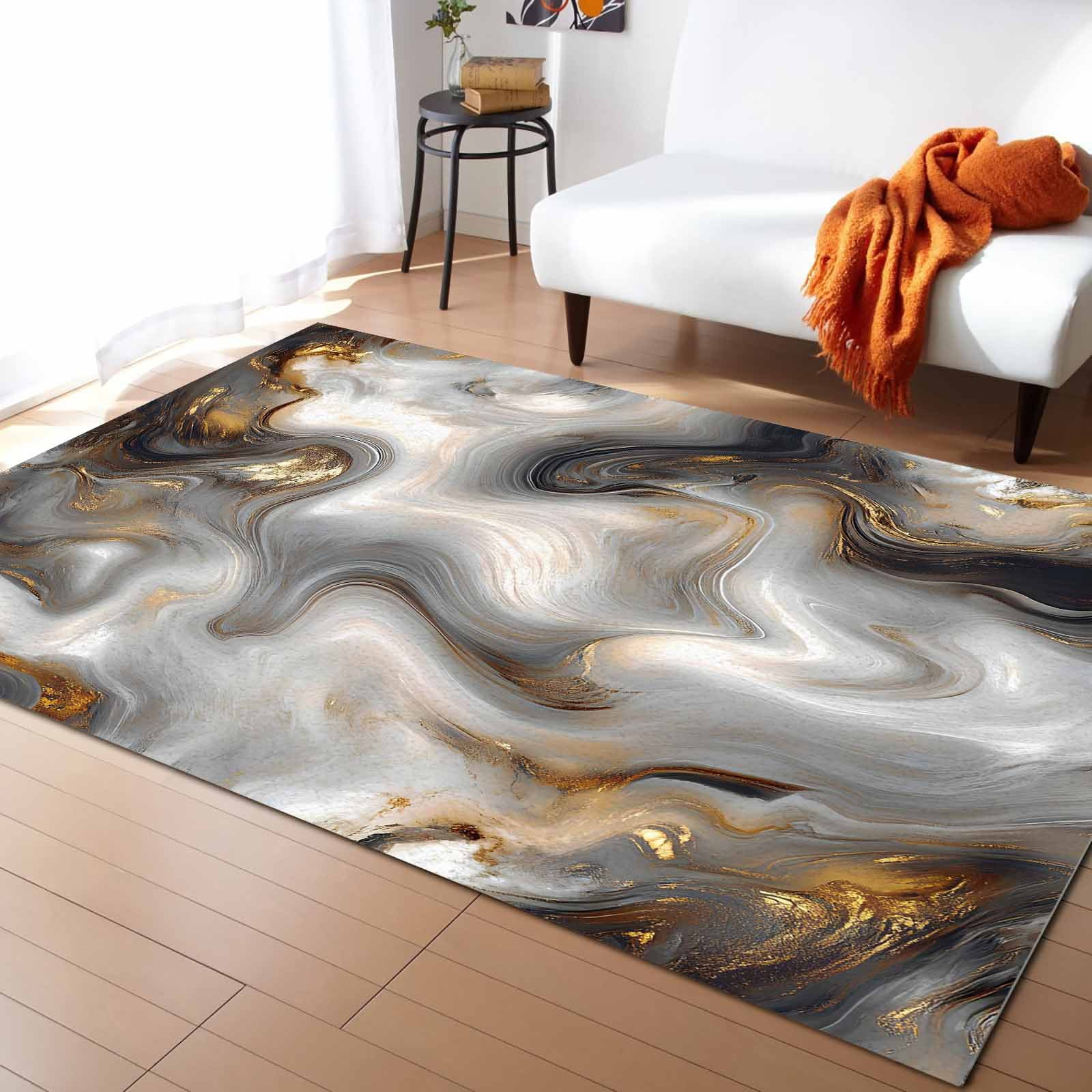 Area Rugs Indoor Non-Slip Rectangle Rug 4x6 Ft Marble Texture Abstract ...