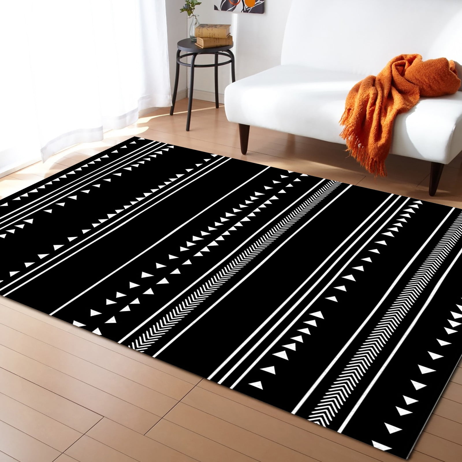 Area Rugs Indoor Non-Slip Rectangle Rug 4x6 Ft Triangle Stripes ...