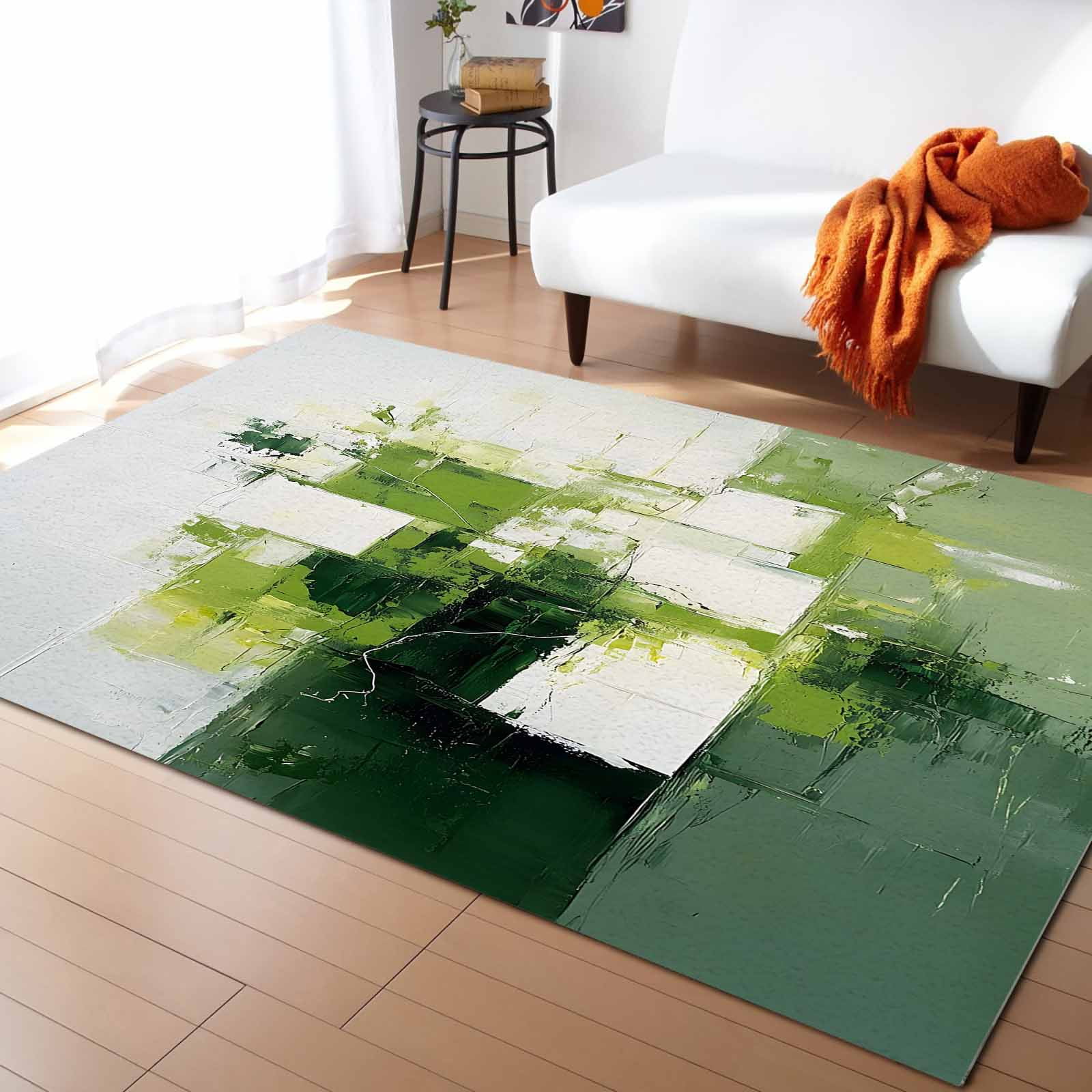 Area Rugs Indoor Non-Slip Rectangle Rug 5x7 Ft Abstract Green ...