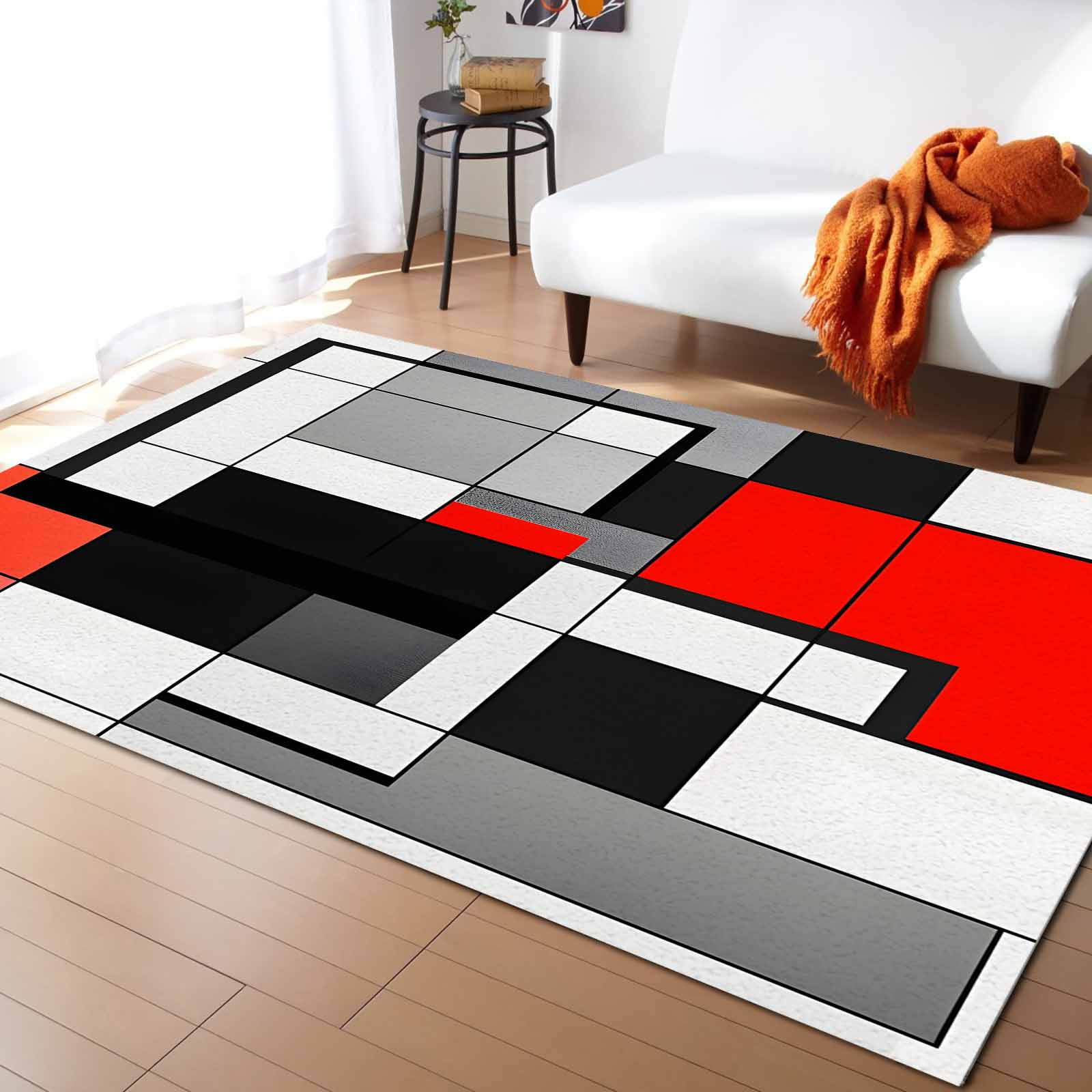 Area Rugs Indoor Non-Slip Rectangle Rug 5x7 Ft Abstract Medieval Red ...