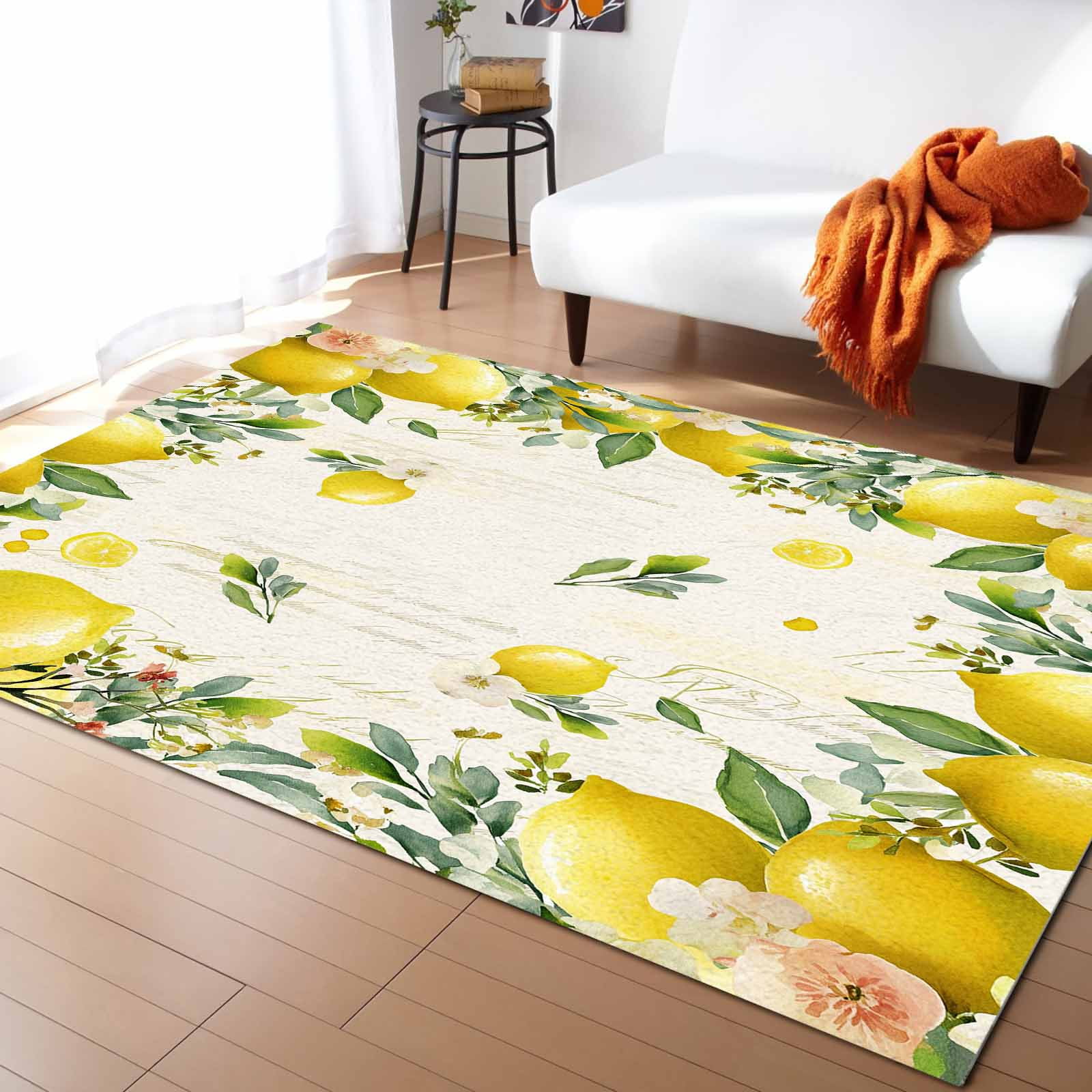 Area Rugs Indoor Non-Slip Rectangle Rug 5x7 Ft Country Vintage Yellow ...
