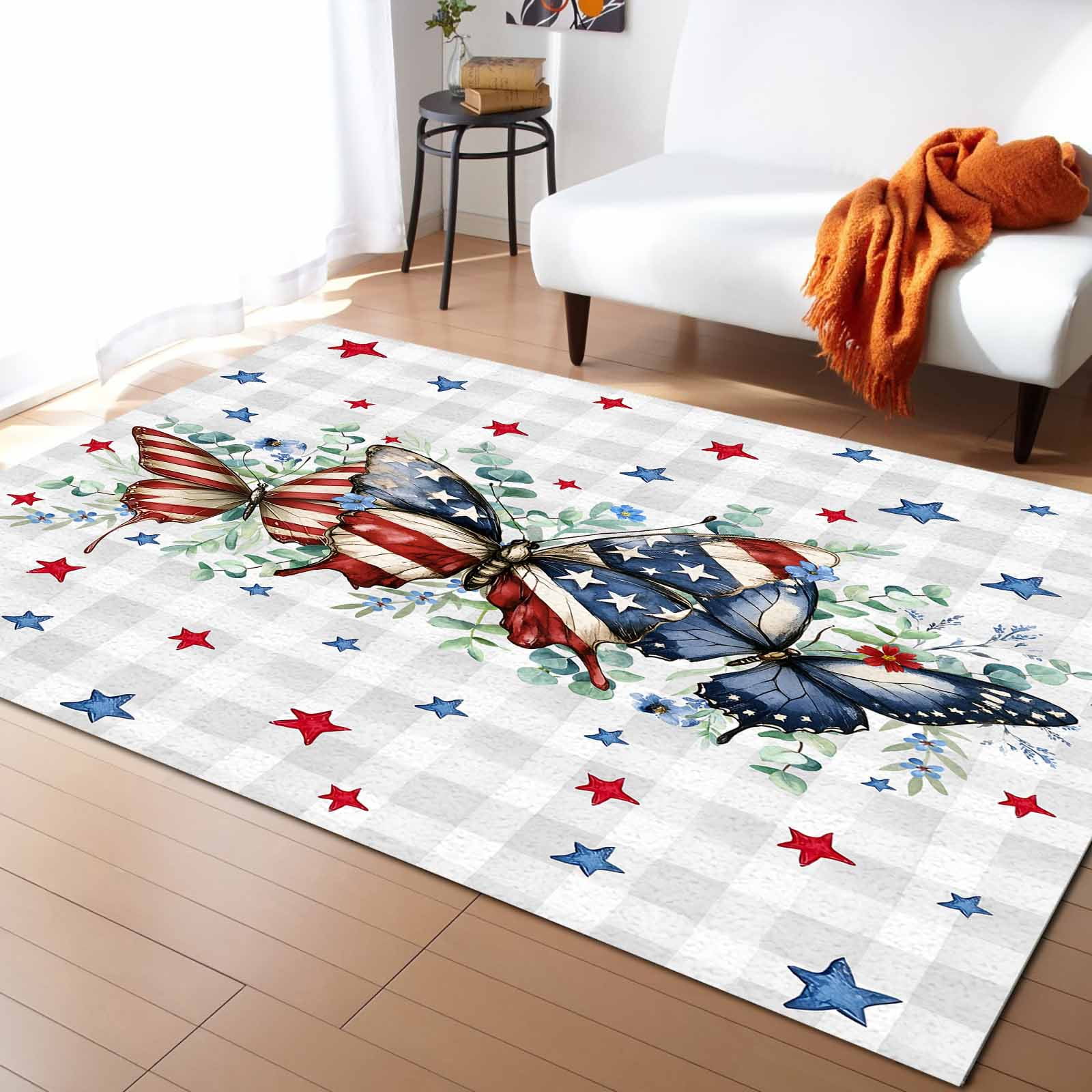 Area Rugs Indoor Non-Slip Rectangle Rug 5x7 Ft Independence Day USA ...