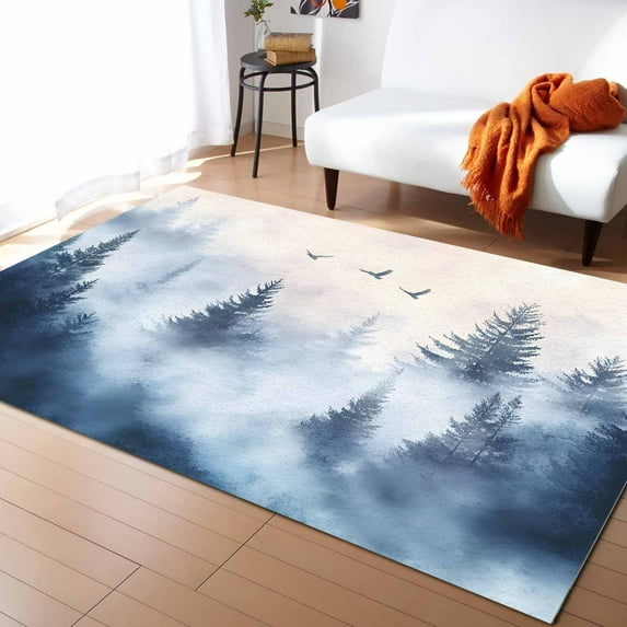 Area Rugs Indoor Non-Slip Rectangle Rug 5x7 Ft Mountain Peak Forest ...