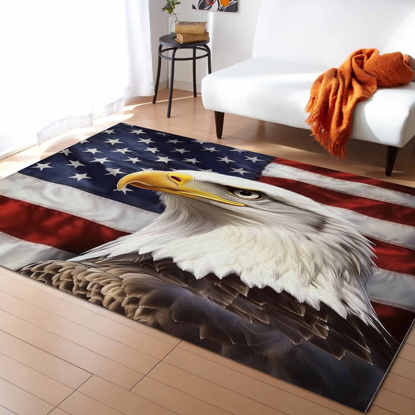 Area Rugs Indoor Non-Slip Rectangle Rug 5x8 Ft American Flag Backdrop ...