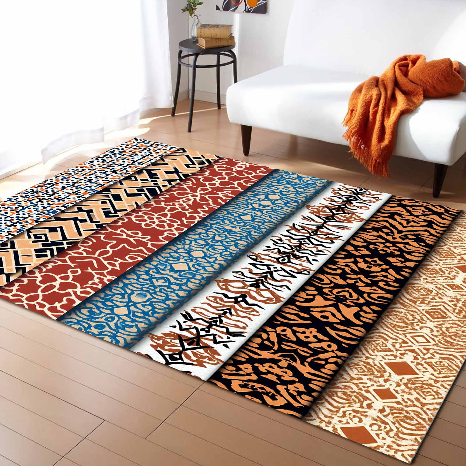Area Rugs Indoor Non-Slip Rectangle Rug 5x8 Ft Boho Retro Ethnic ...