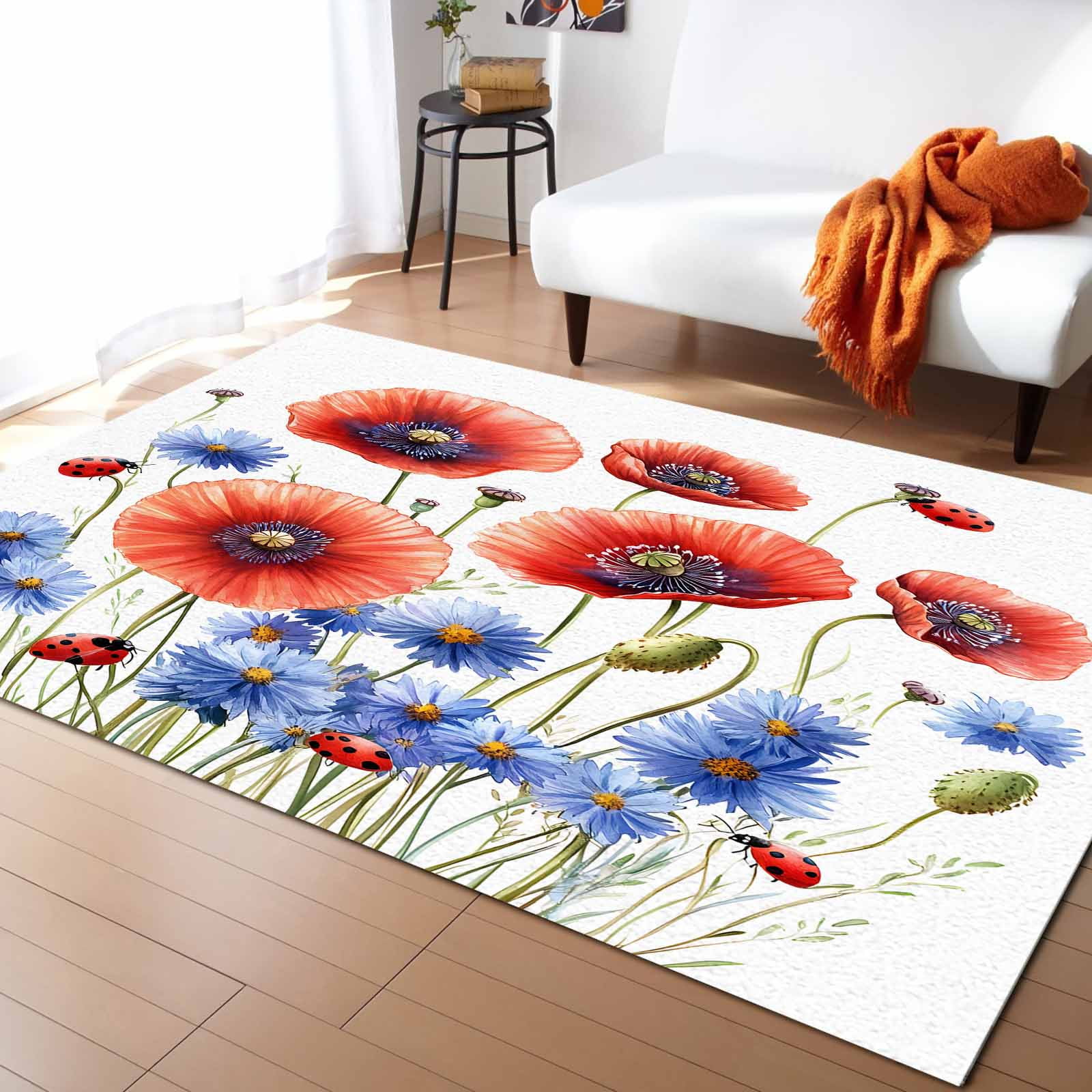 Area Rugs Indoor Non-Slip Rectangle Rug 5x8 Ft Independence Day Red ...