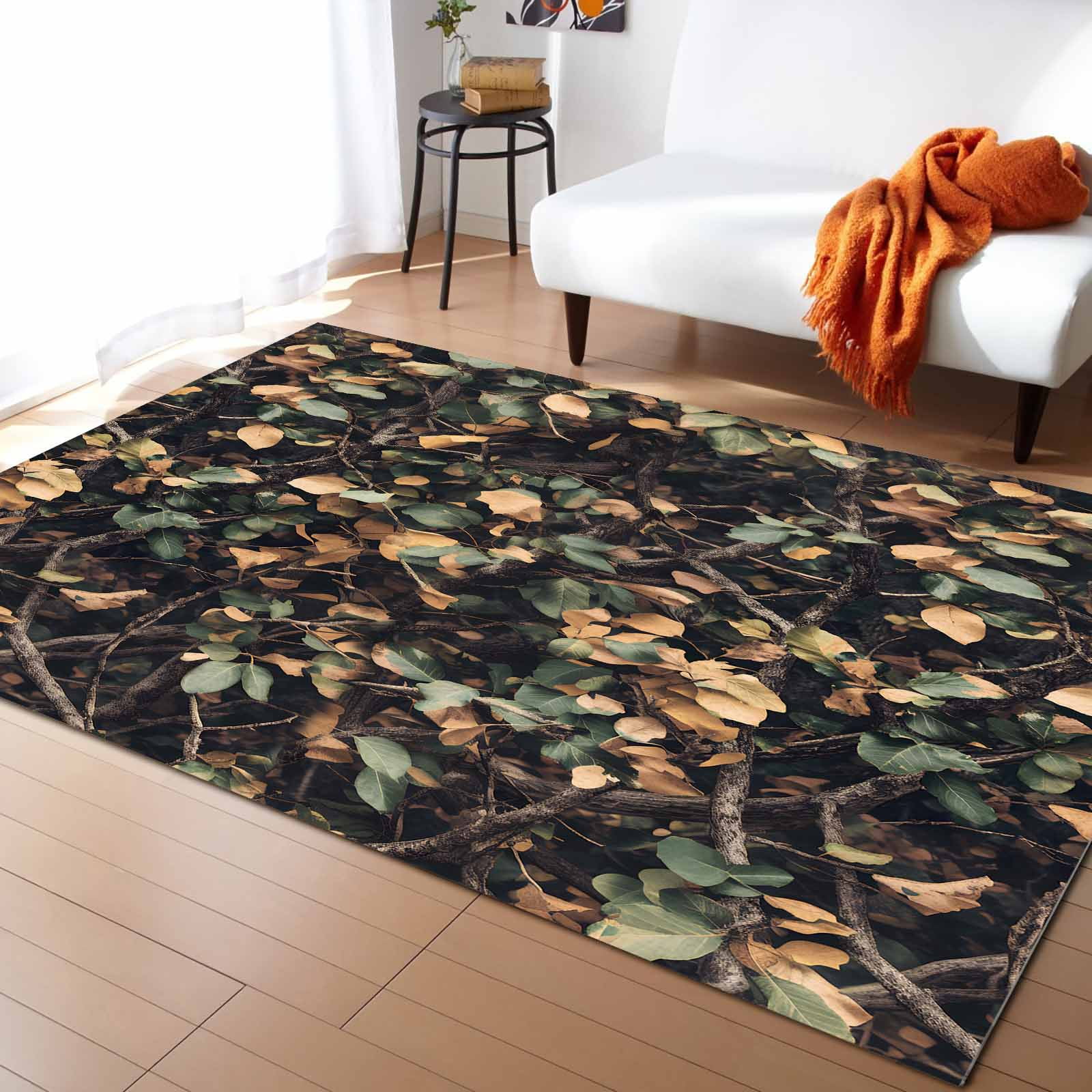 Area Rugs Indoor Non-Slip Rectangle Rug 5x8 Ft Modern Tree Plant ...