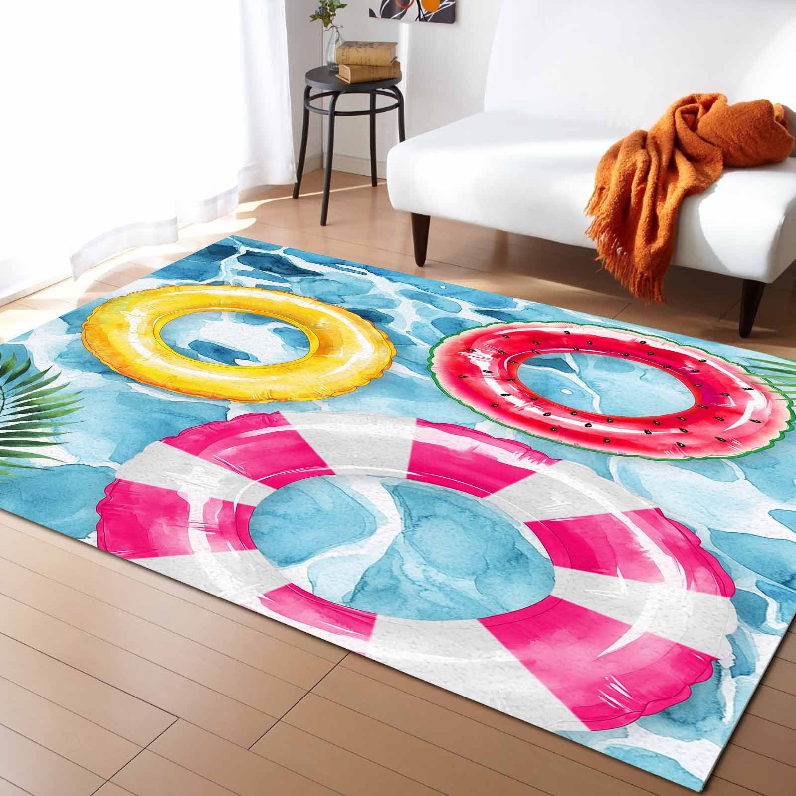 Area Rugs Indoor Non-Slip Rectangle Rug 5x8 Ft Swimming Ring Summer ...