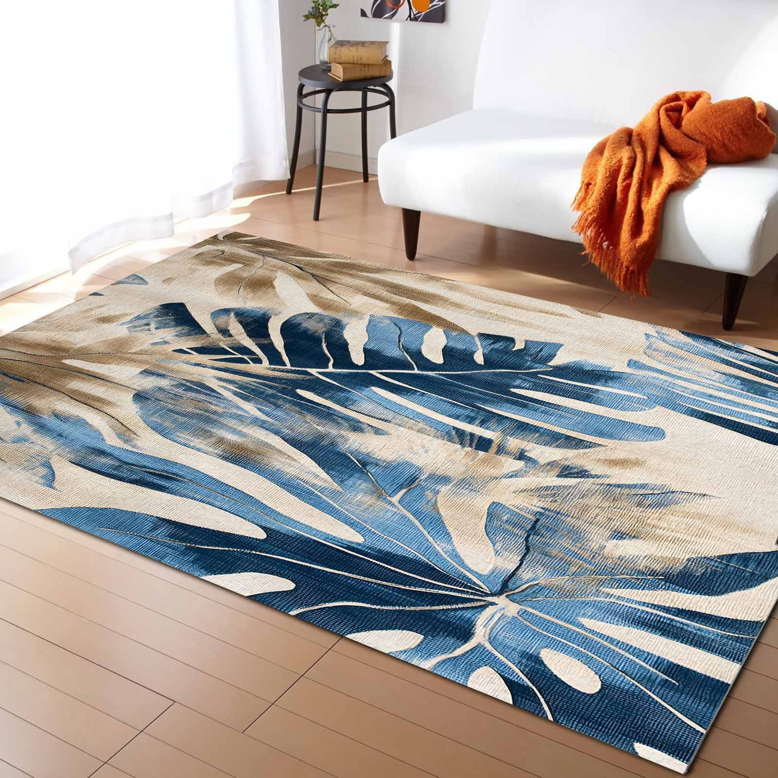 Area Rugs Indoor Non-Slip Rectangle Rug 5x8 Ft Vintage Tropical Plants ...