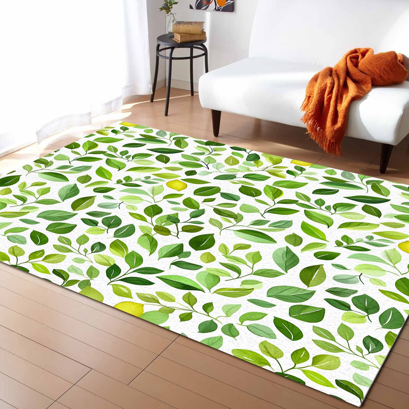 Area Rugs Indoor Non-Slip Rectangle Rug 5x8 Ft Watercolor Leaf Country ...