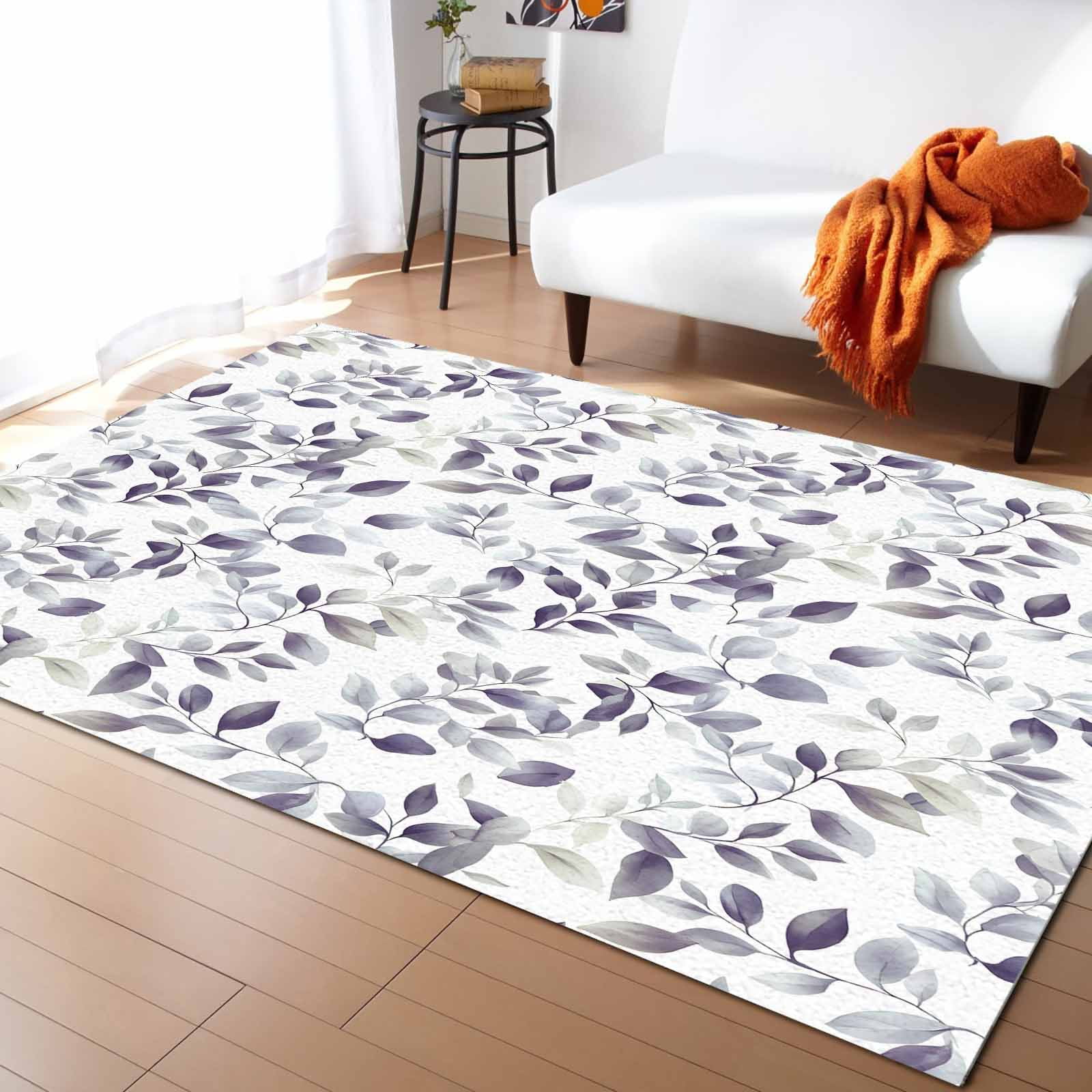 Area Rugs Indoor Non-Slip Rectangle Rug 5x8 Ft Watercolor Style Leaf ...
