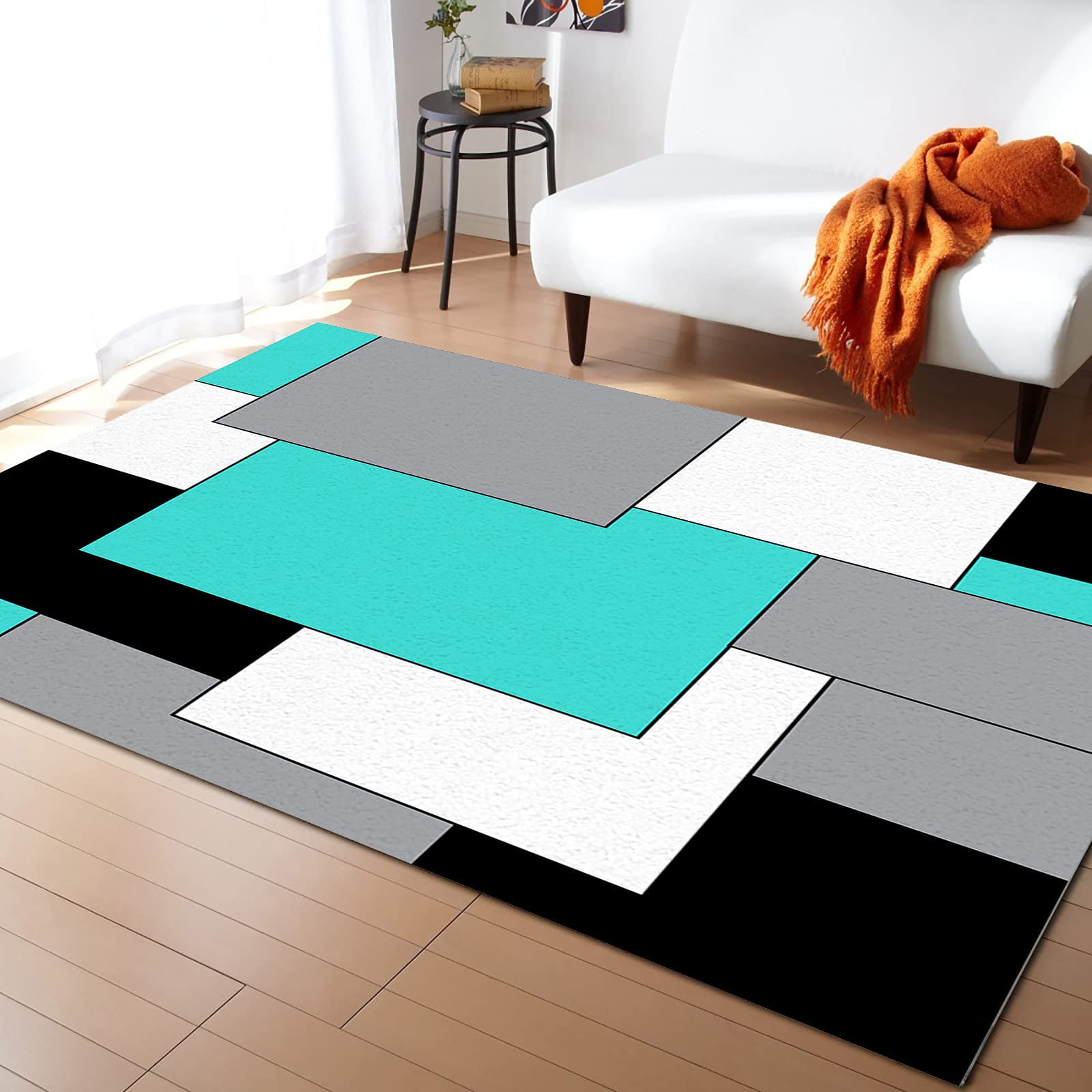 Area Rugs Indoor Non-Slip Rectangle Rug Abstract Pattern Floor Mats ...