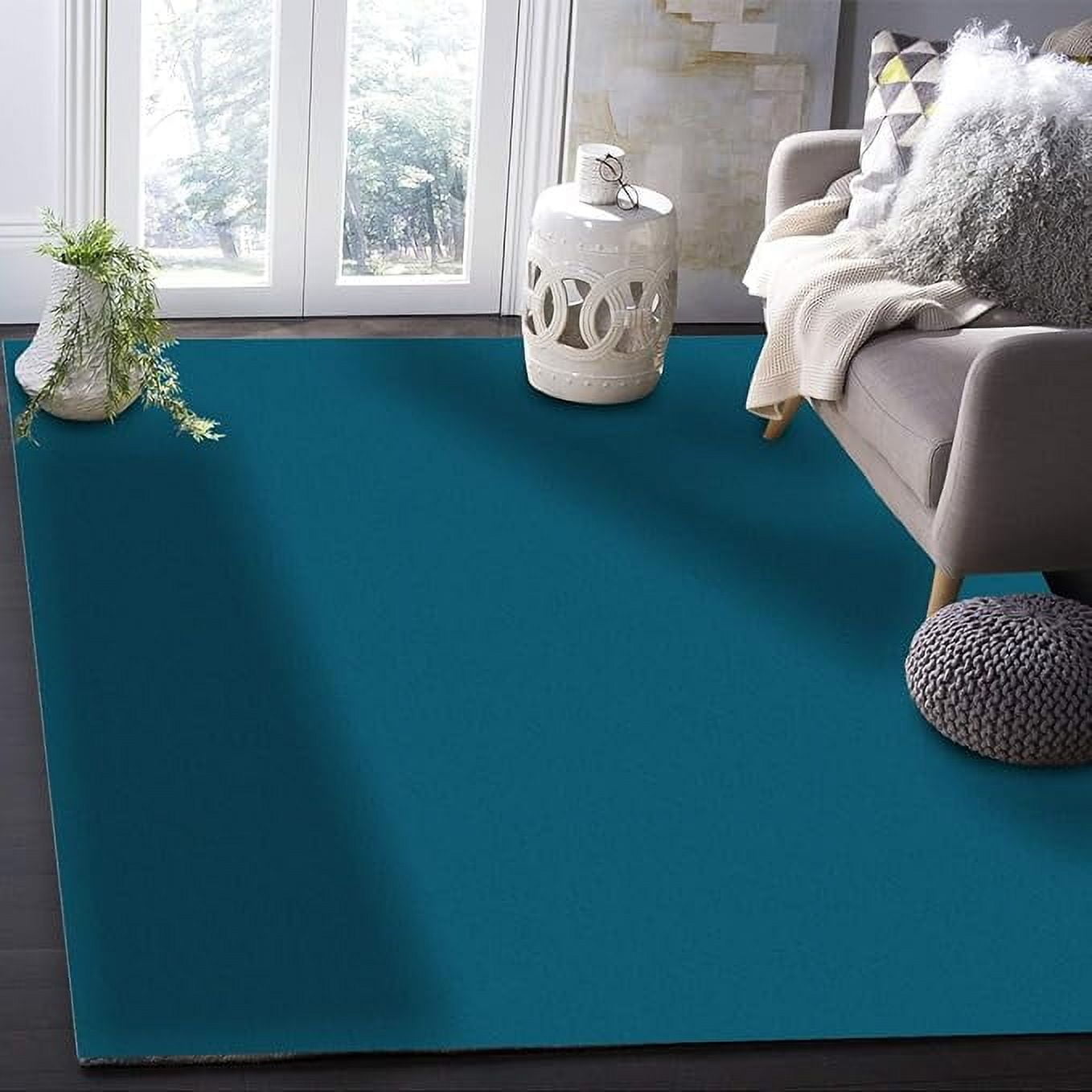 Area Rugs Indoor Non-Slip Rectangle Rug Solid Dark Teal Rug Rubber ...
