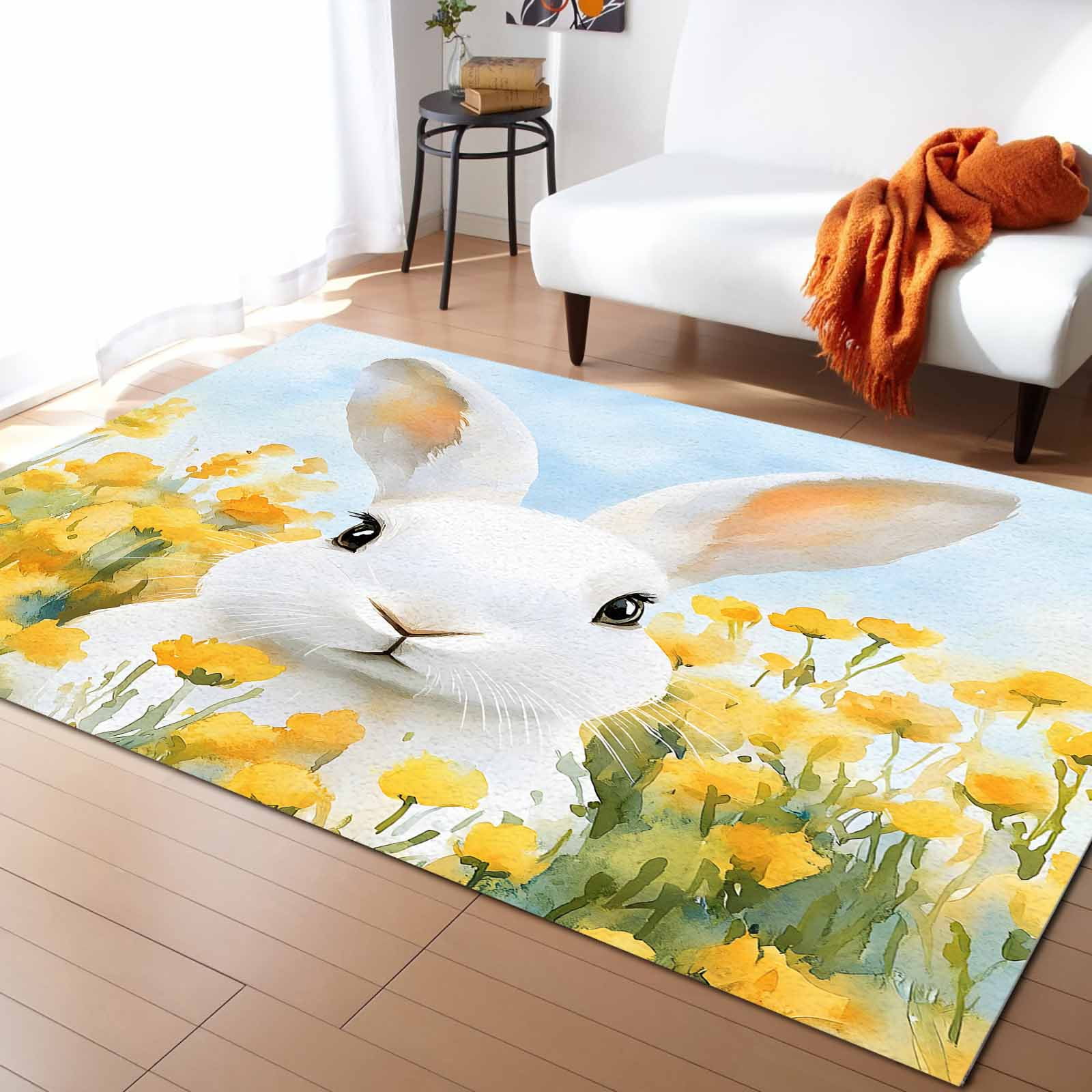 Area Rugs for Living Room, 2'7''x5' Runner Washable Rug Spring Bunny ...