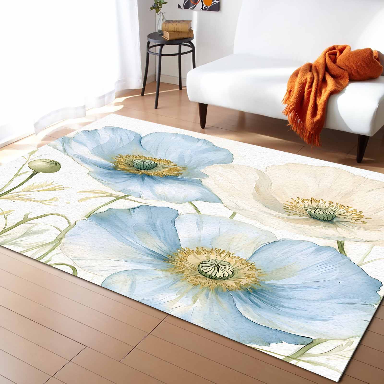 Area Rugs for Living Room, 2'7''x5' Runner Washable Rug Spring Floral ...