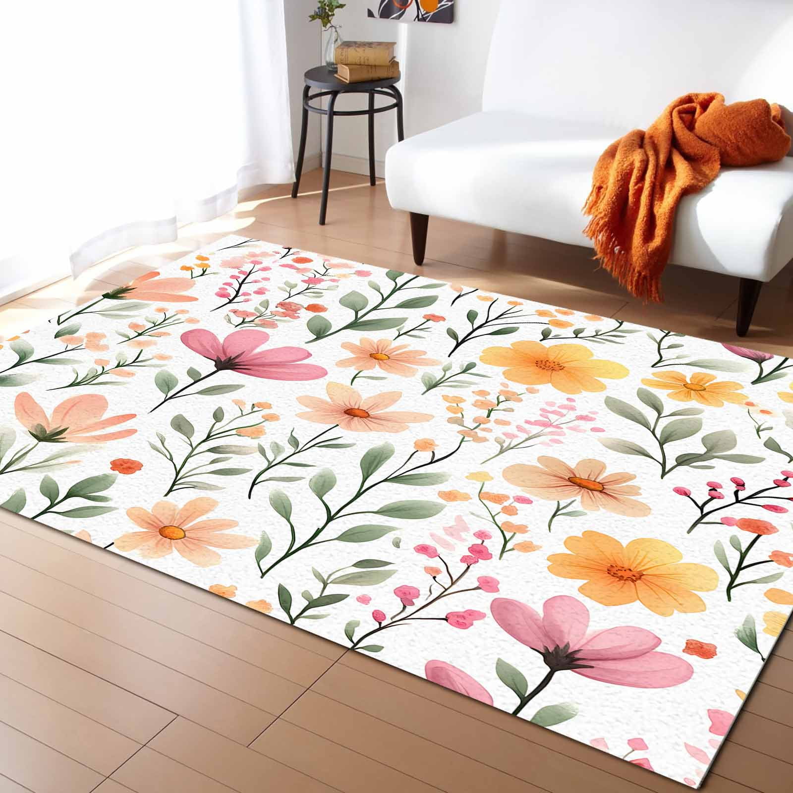 Area Rugs for Living Room, 2'7''x5' Runner Washable Rug Watercolor ...