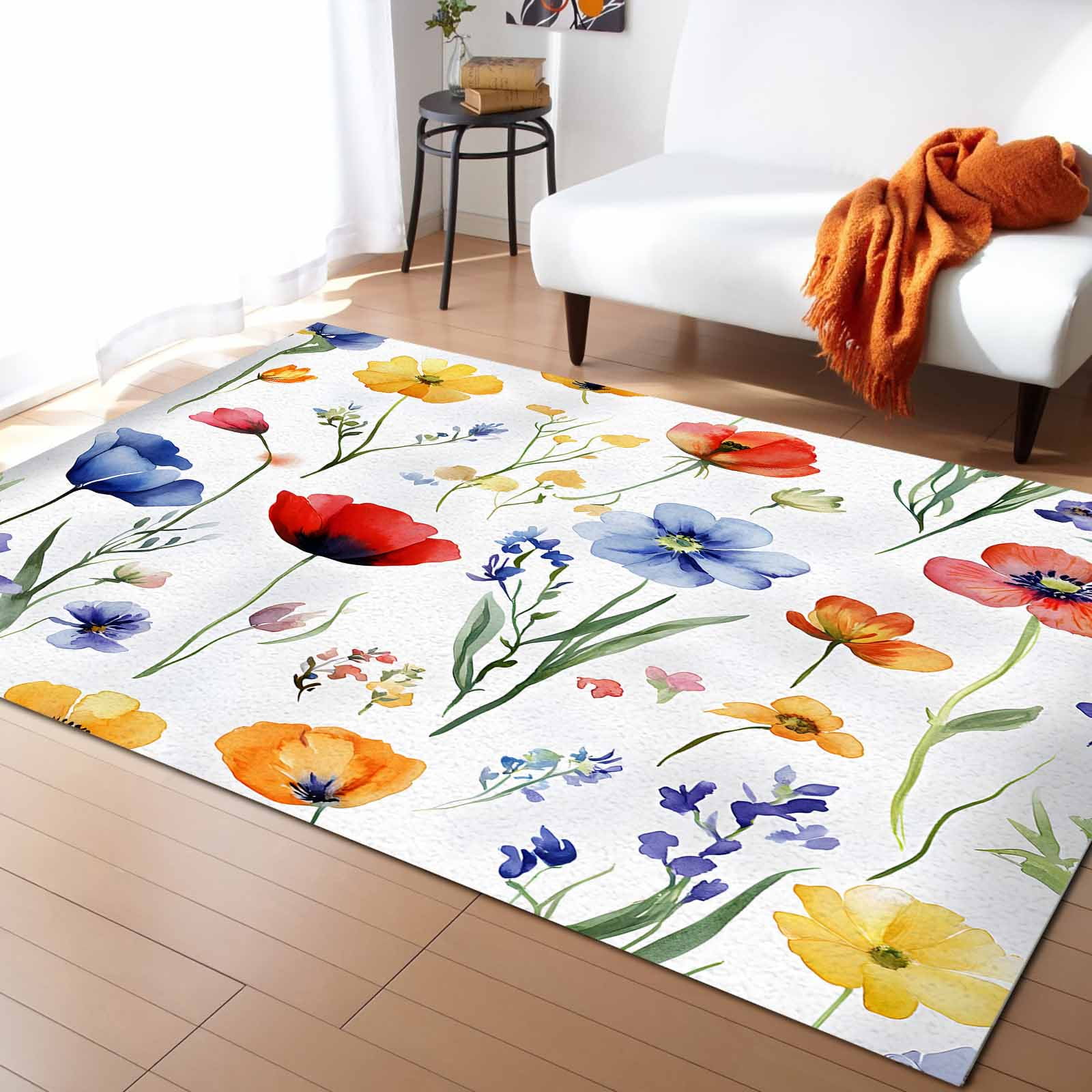 Area Rugs for Living Room, 2'x3' Small Washable Rug Spring Floral ...