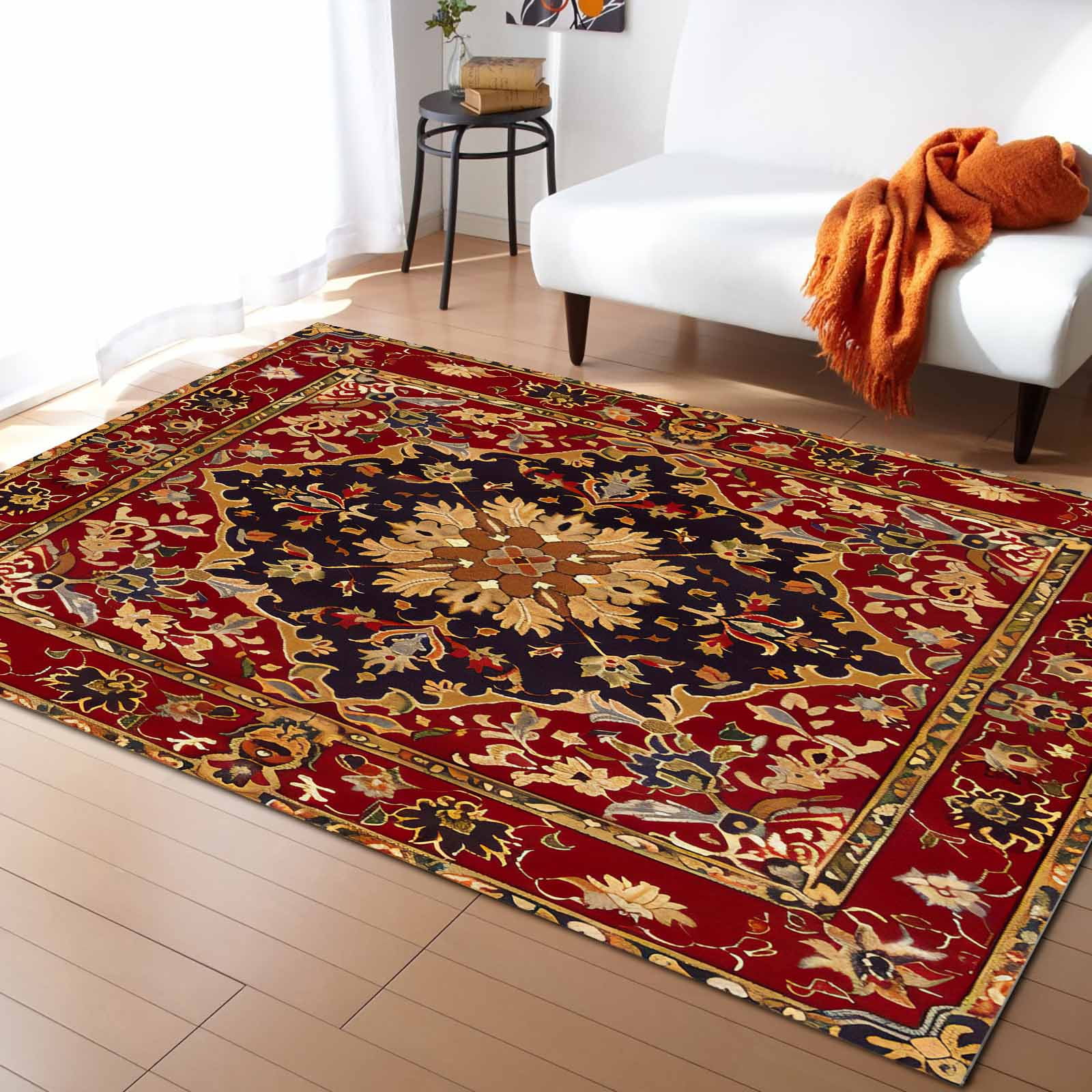 Area Rugs for Living Room, 4'x6' Throw Washable Rug Ethnic Style ...