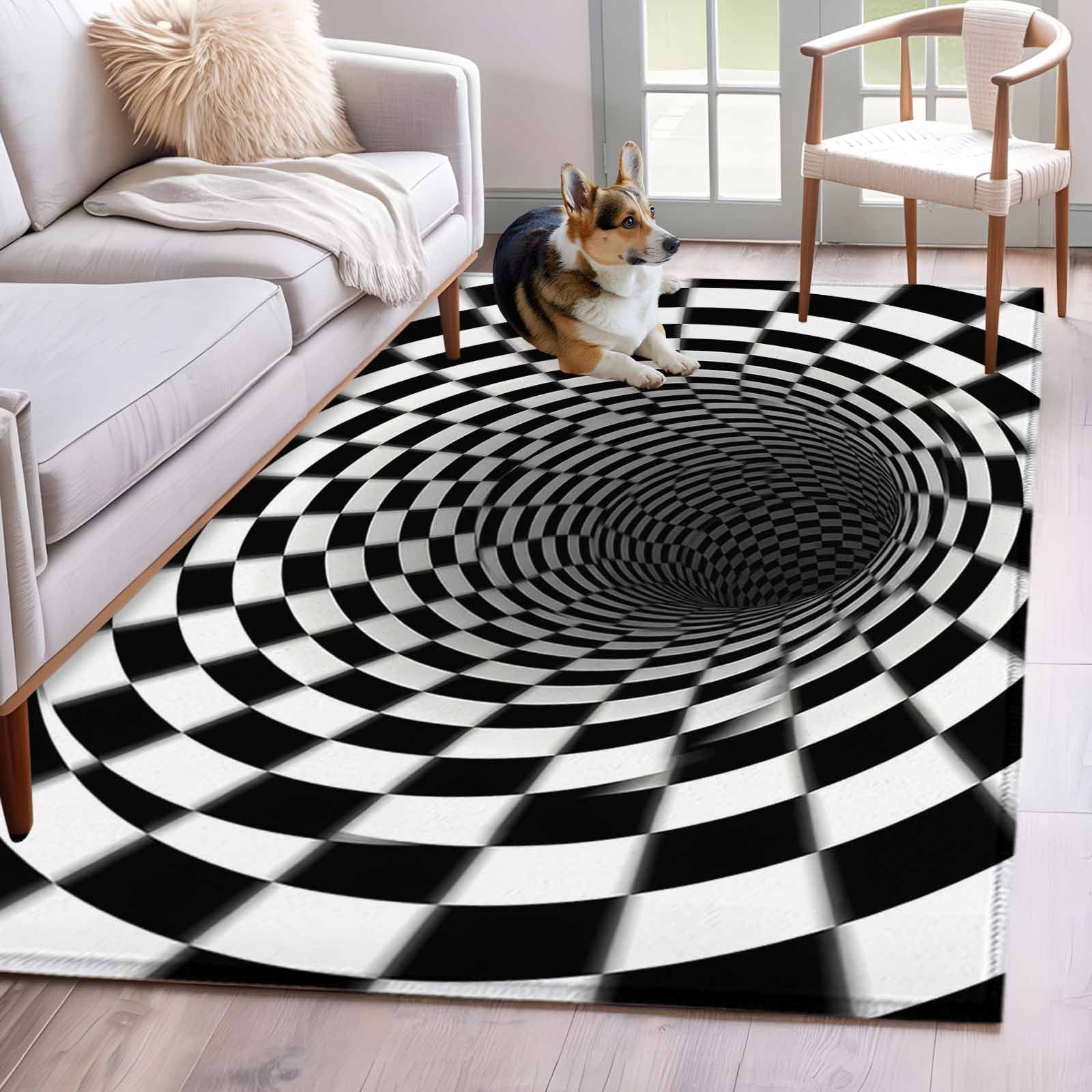 Area Rugs for Living Room 4x6 Ft, 3D Optical Illusion Non Slip Area ...