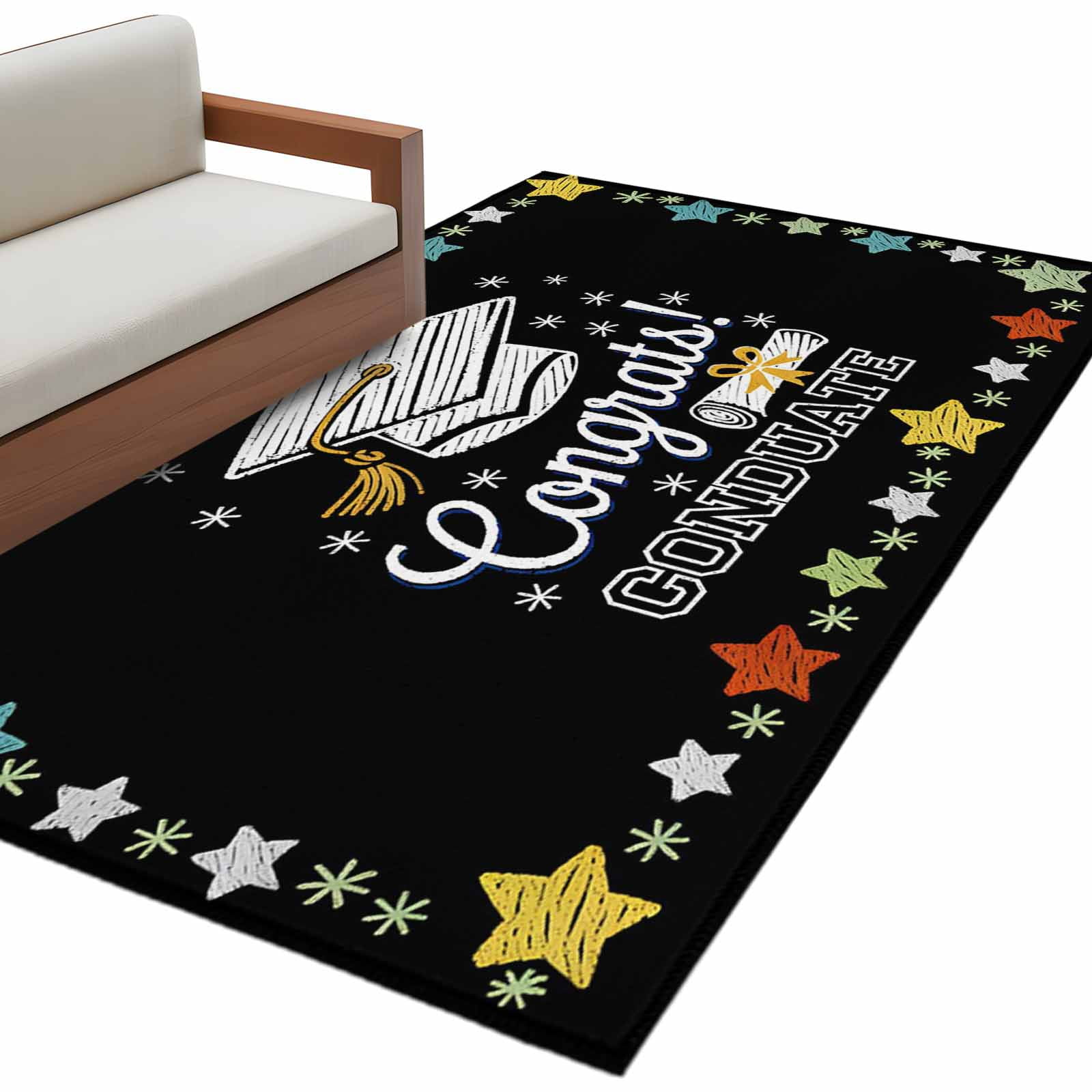 Area Rugs for Living Room 4x6 Ft, Black Graduation Non Slip Area Rugs ...