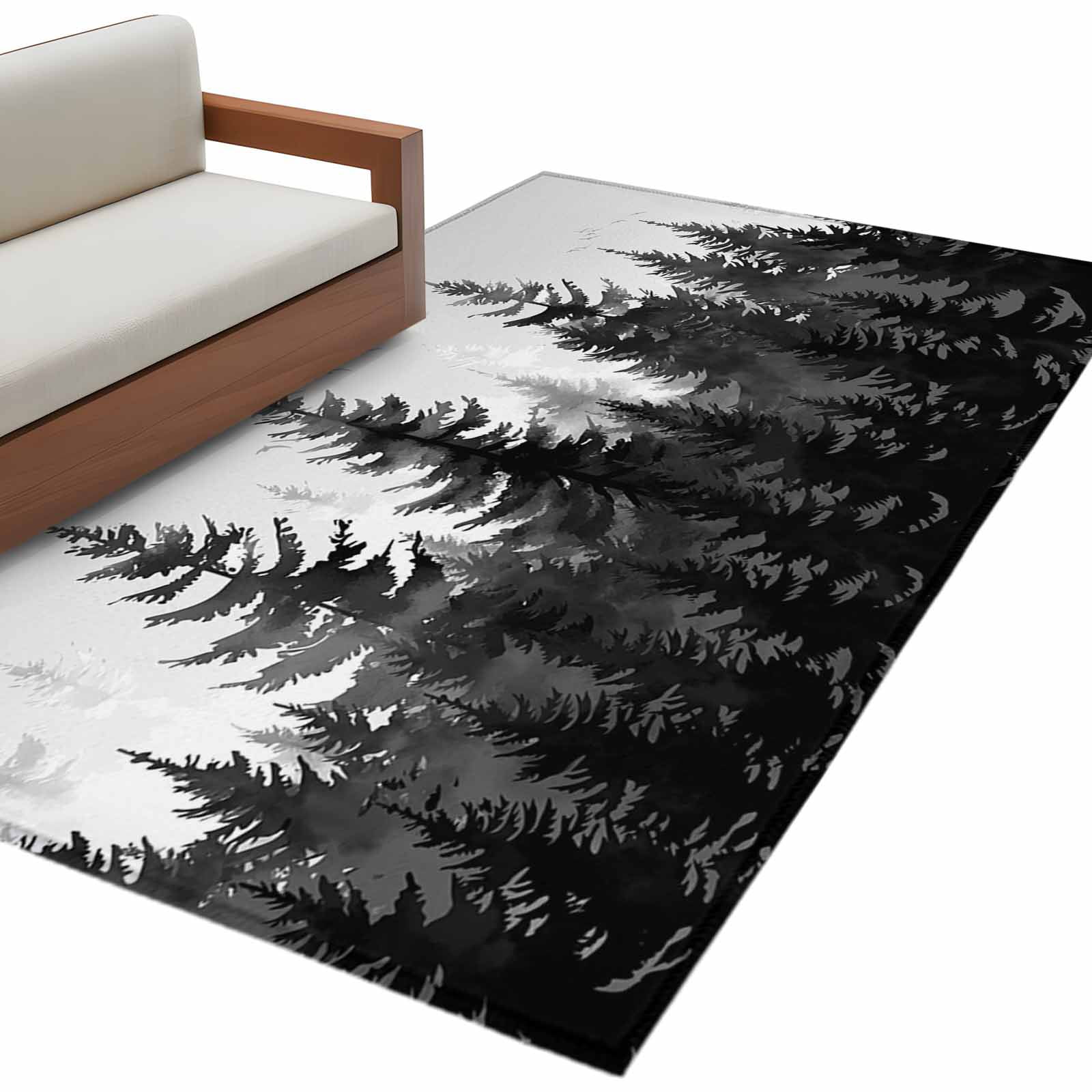 Area Rugs for Living Room 4x6 Ft, Black Mist Forest Non Slip Area Rugs ...