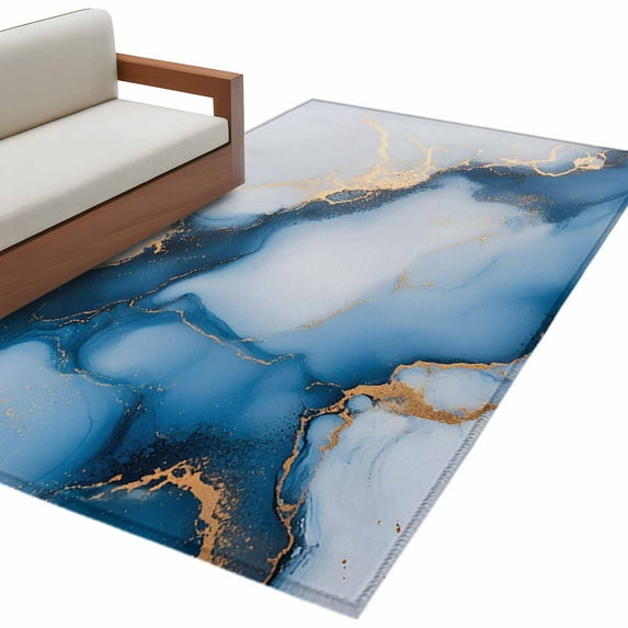 Area Rugs for Living Room 4x6 Ft, Blue Marble Non Slip Area Rugs for ...