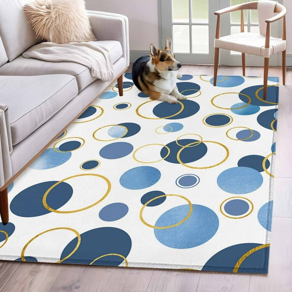 Area Rugs for Living Room 4x6 Ft, Blue Polka Dots Non Slip Area Rugs ...