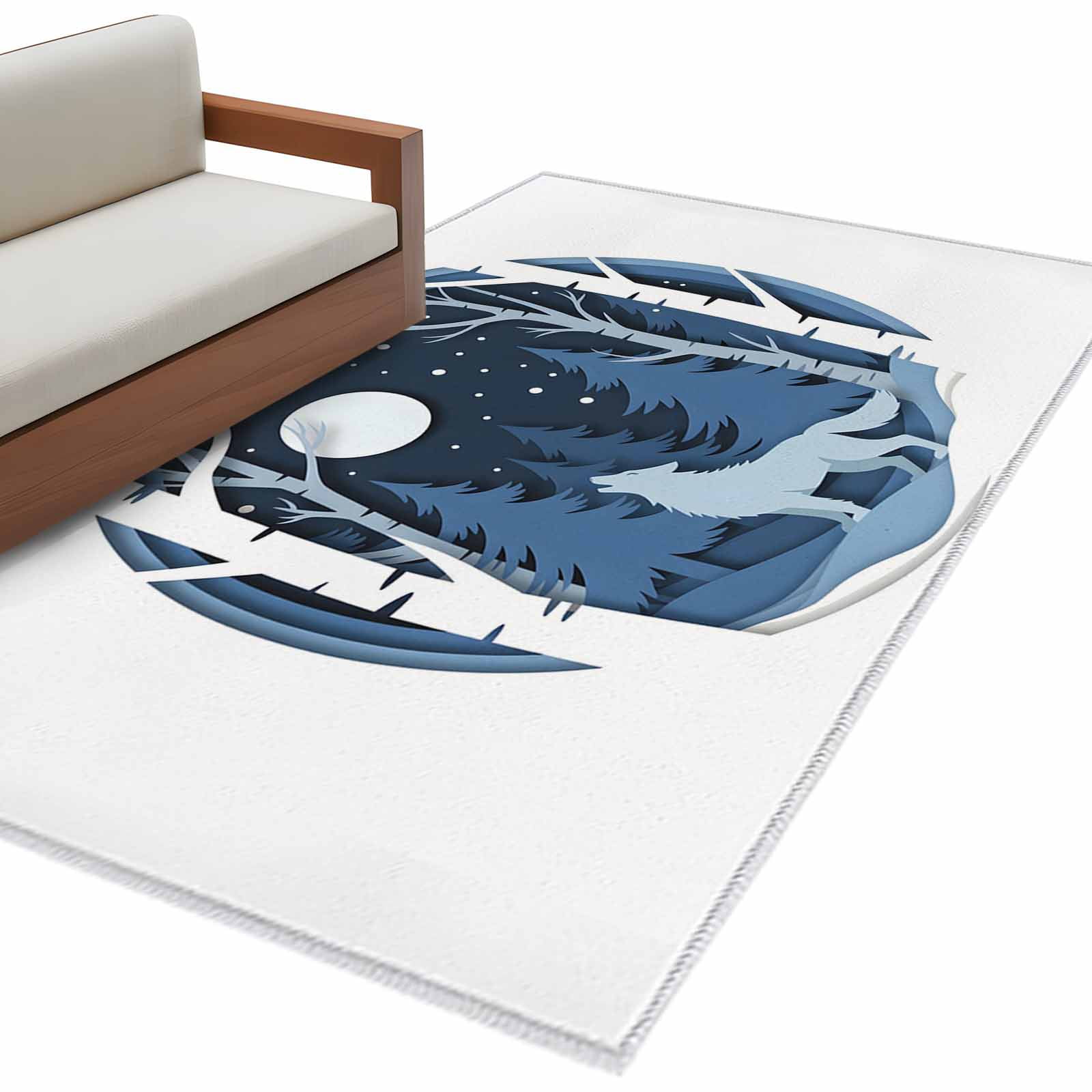 Area Rugs for Living Room 4x6 Ft, Blue Wolf Non Slip Area Rugs for ...