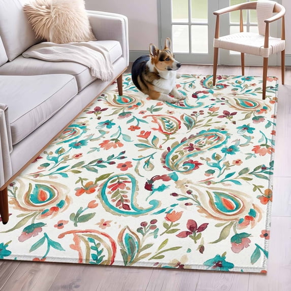 Area Rugs for Living Room 4x6 Ft, Boho Flower Non Slip Area Rugs for ...