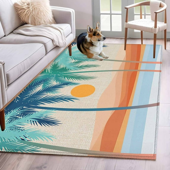 Area Rugs for Living Room 4x6 Ft, Boho Summer Beach Non Slip Area Rugs ...