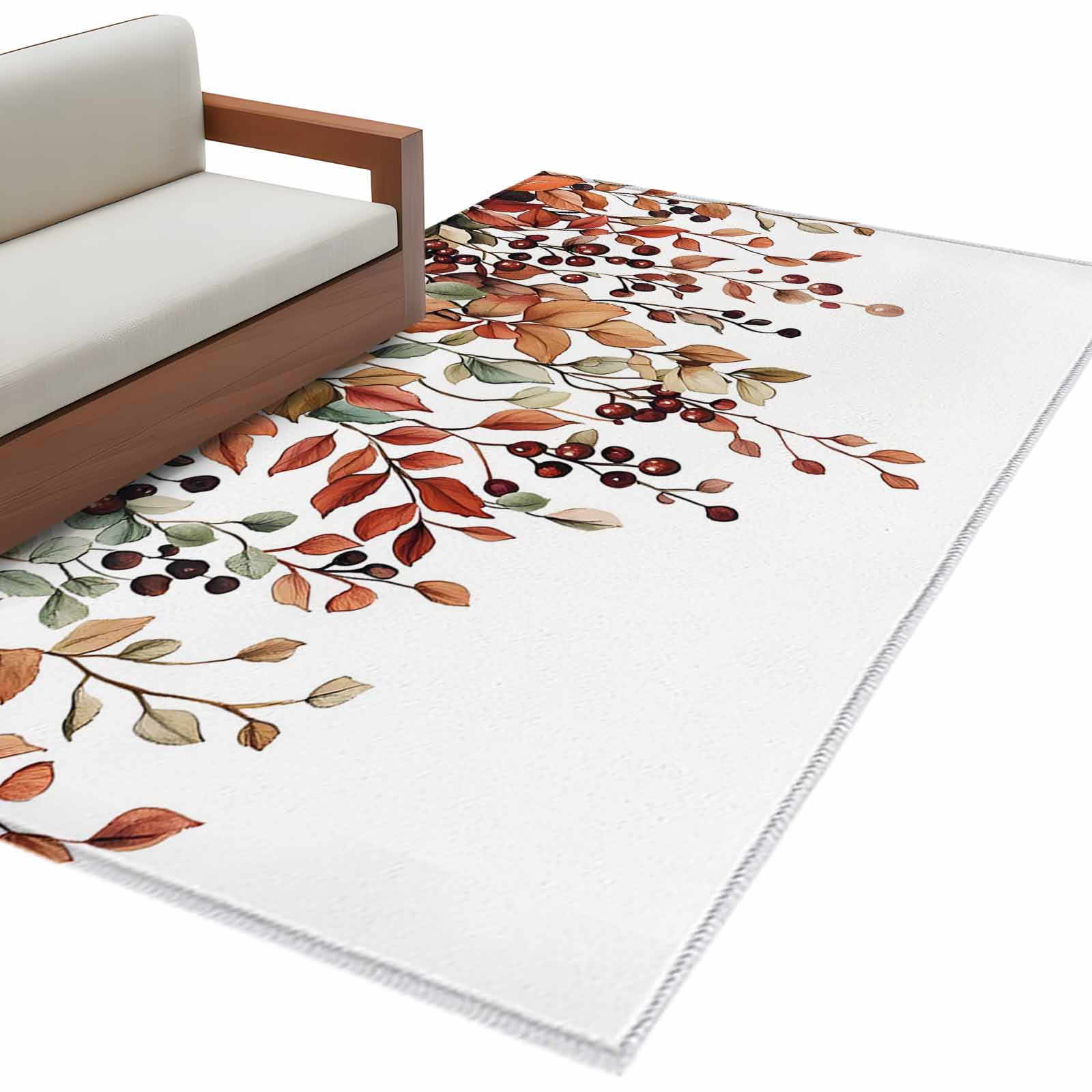 Area Rugs for Living Room 4x6 Ft, Brown Fall Leaves Non Slip Area Rugs ...