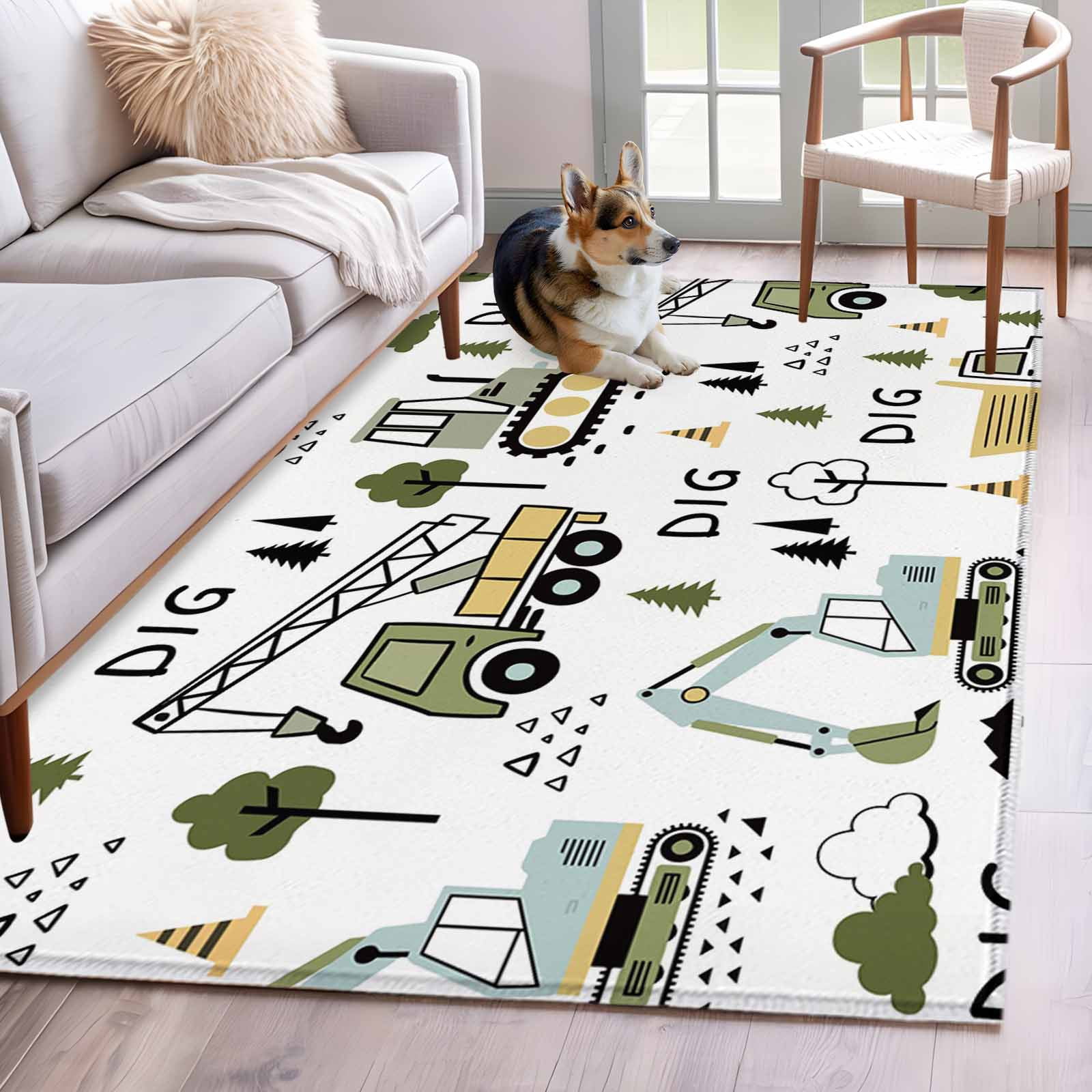 Area Rugs for Living Room 4x6 Ft, Cartoon Tractor Non Slip Area Rugs ...