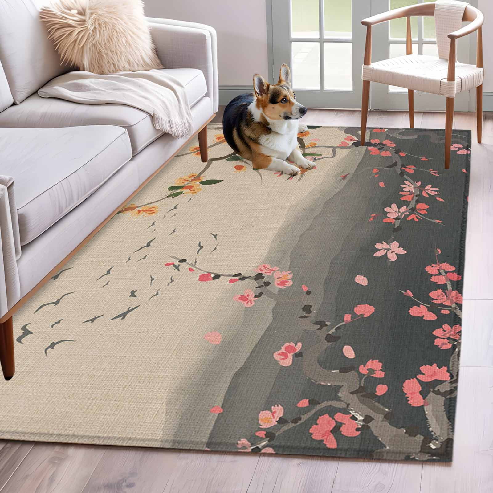 Area Rugs for Living Room 4x6 Ft, Chinese Ink Painting Non Slip Area ...