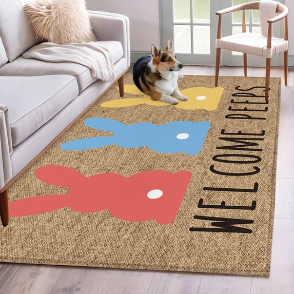 Area Rugs for Living Room 4x6 Ft, Easter Bunny Non Slip Area Rugs for ...